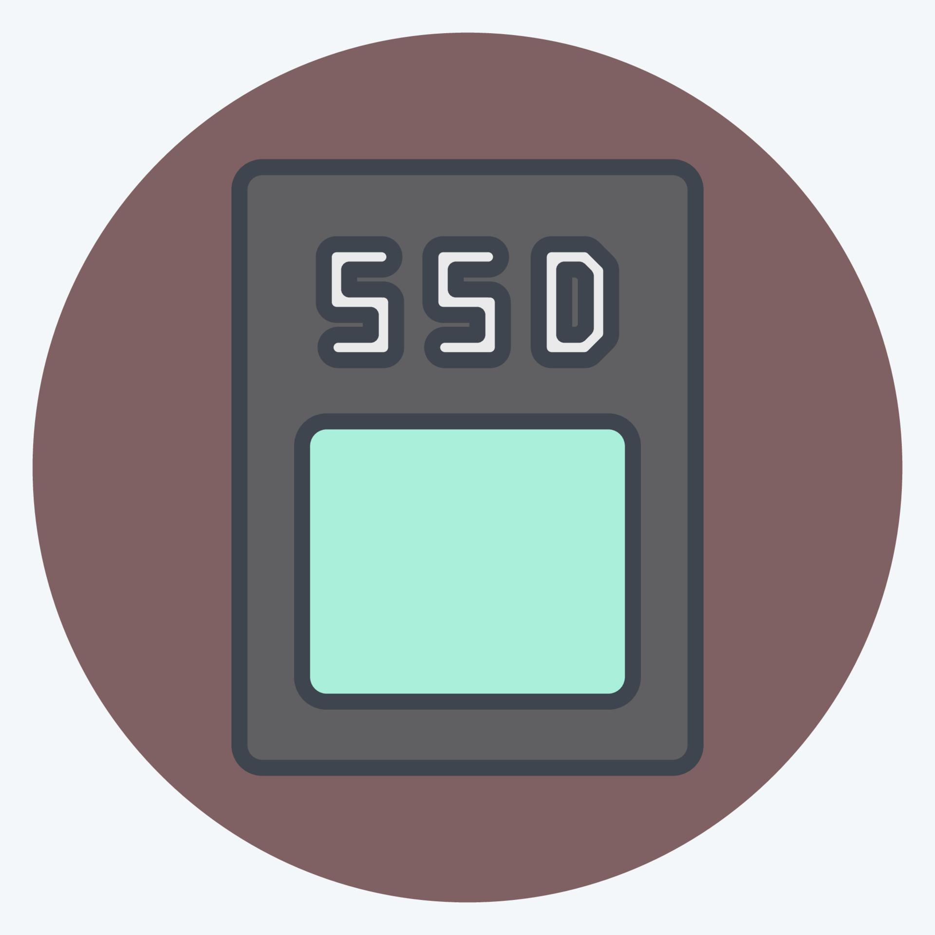 Icon Ssd Suitable For Computer Components Symbol Color Mate Style Simple Design Editable