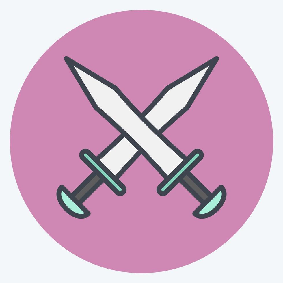 Icon Swords. suitable for education symbol. color mate style. simple design editable. design ...