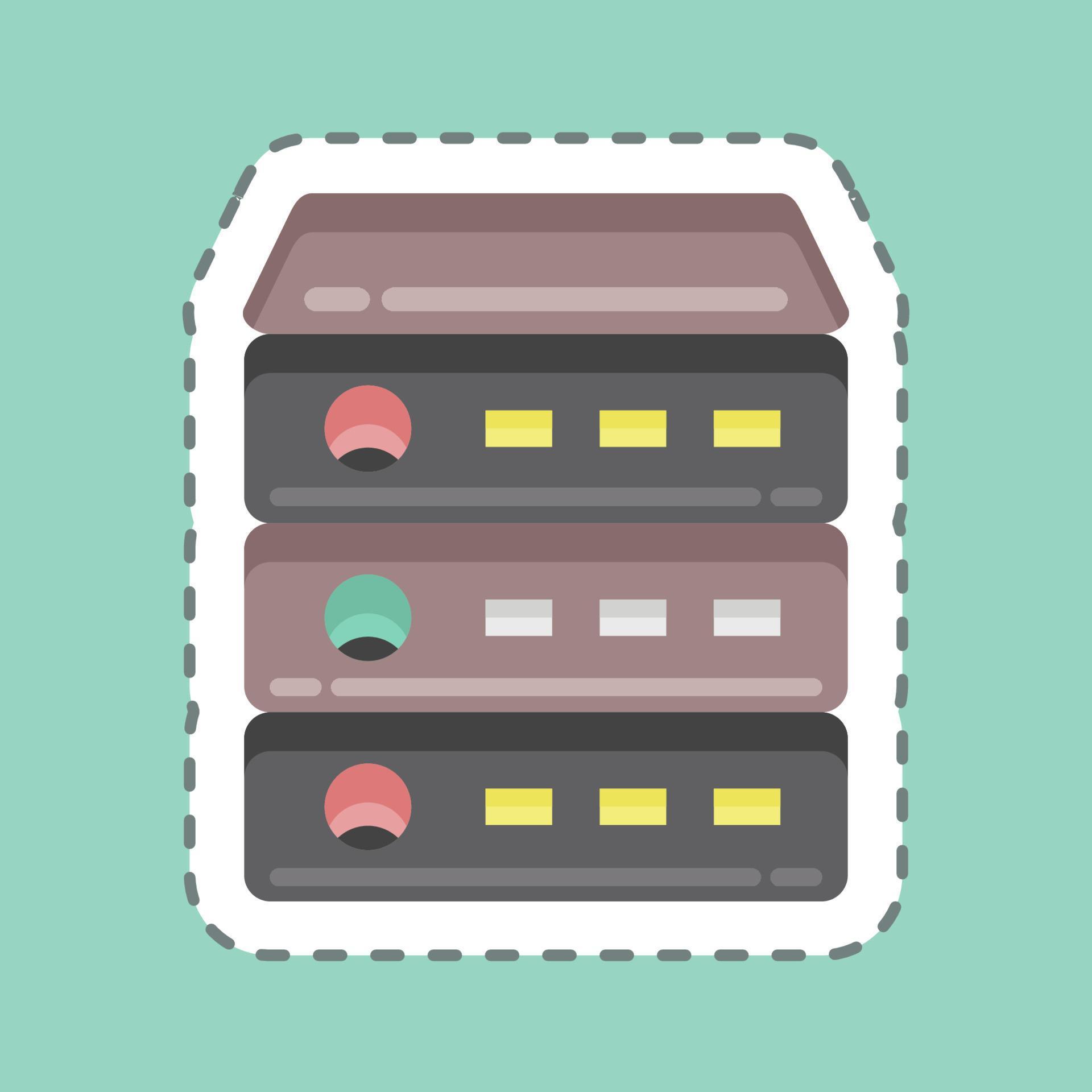 Sticker Line Cut Server Suitable For Computer Components Symbol Simple Design Editable Design