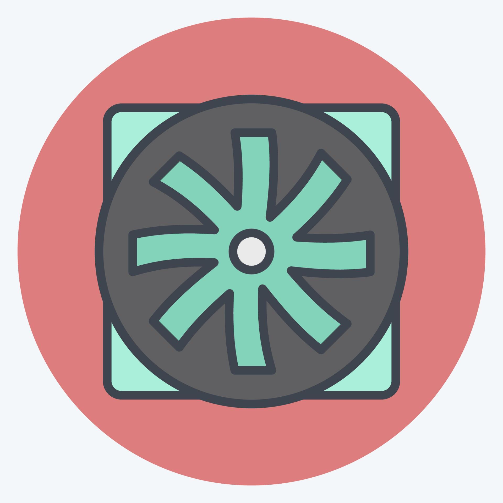 Icon Fan Suitable For Computer Components Symbol Color Mate Style Simple Design Editable