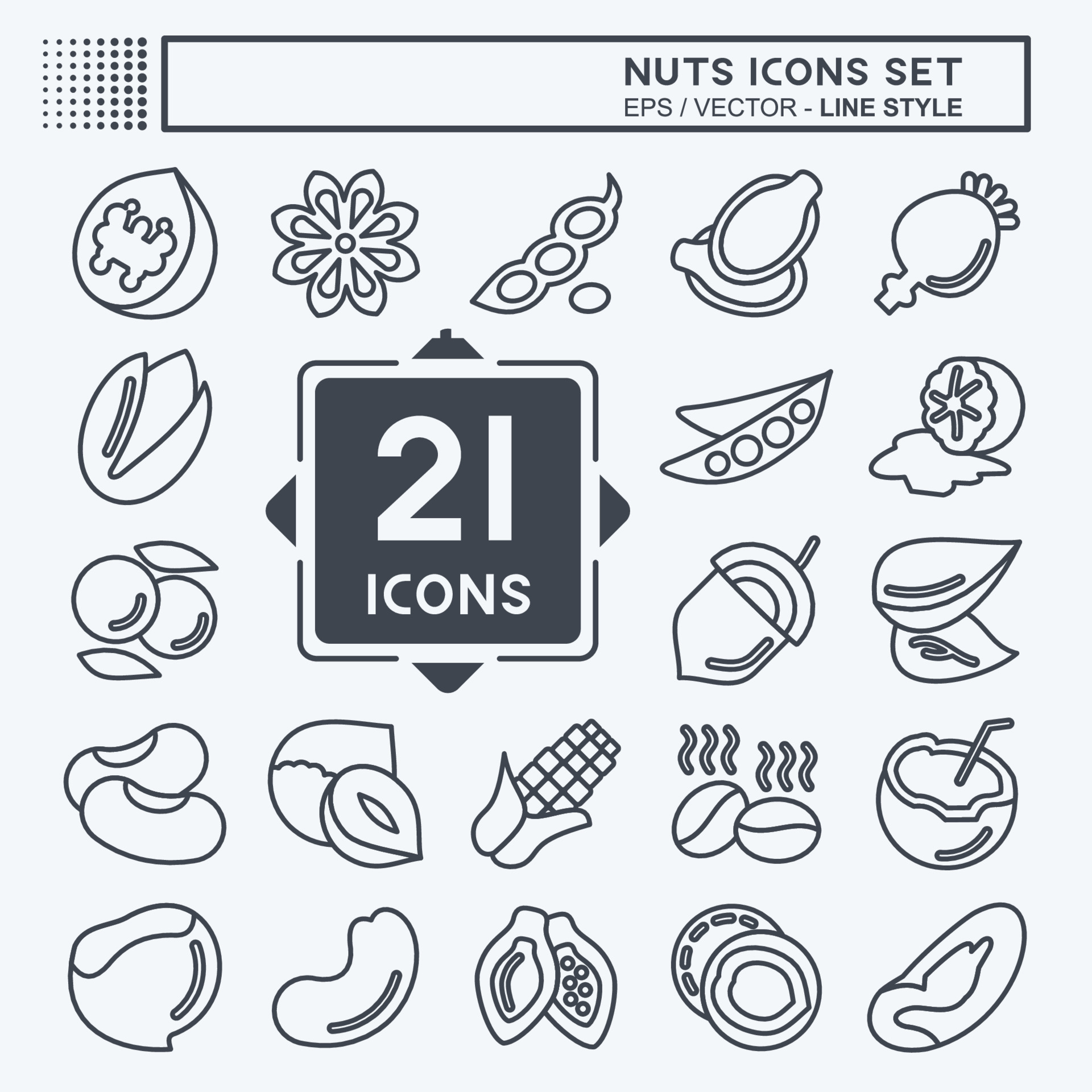 Icon Set Nuts Suitable For Nuts Symbol Line Style Simple Design Editable Design Template