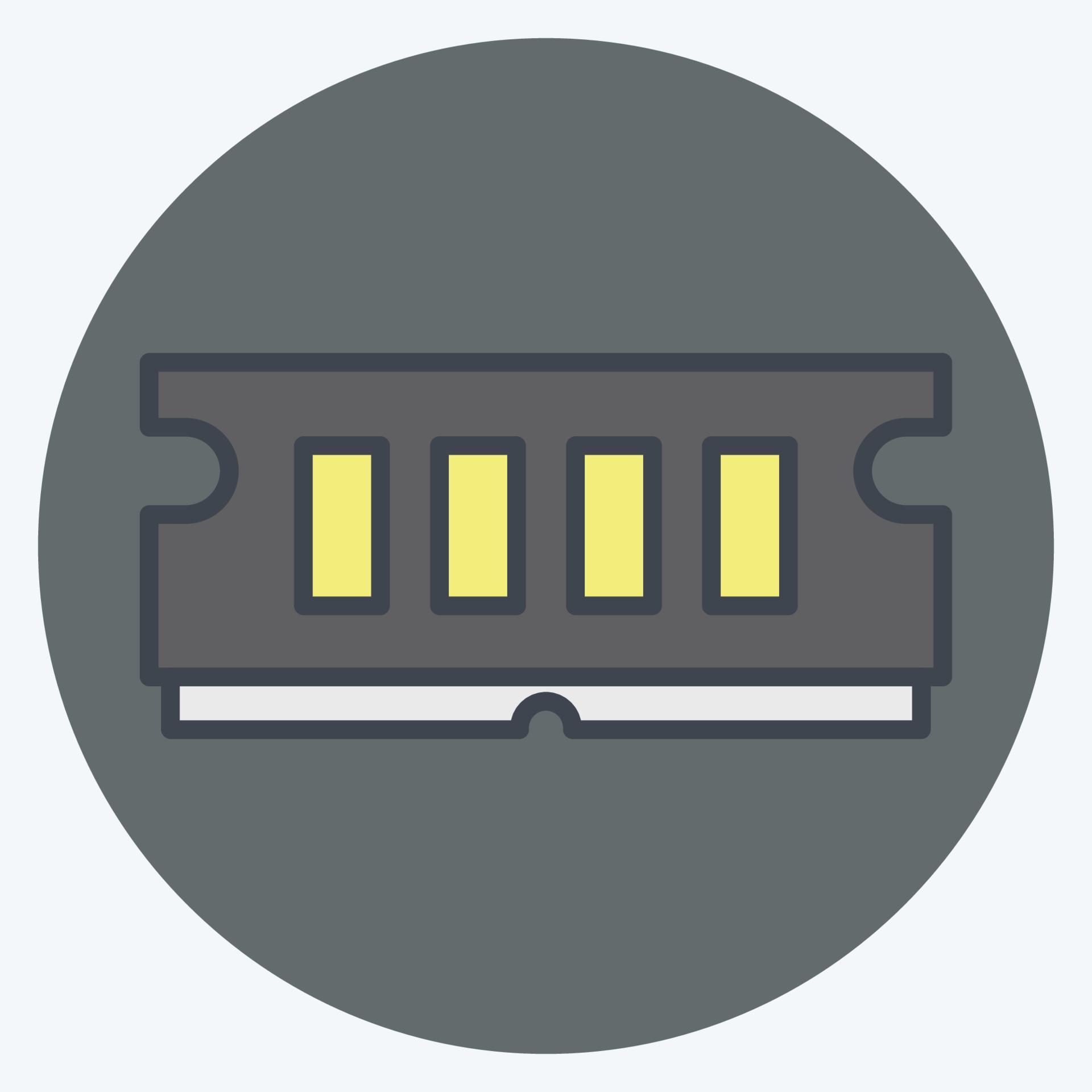 Icon Ram Suitable For Computer Components Symbol Color Mate Style Simple Design Editable