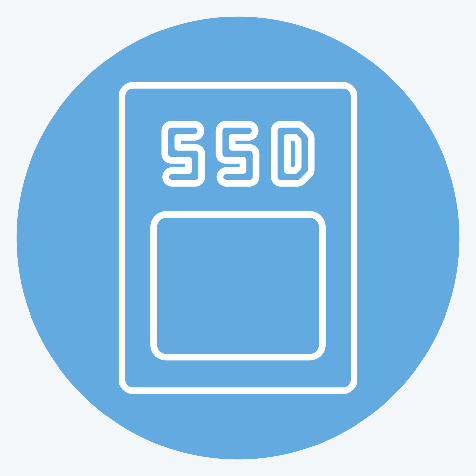 Icon Ssd Suitable For Computer Components Symbol Blue Eyes Style Simple Design Editable