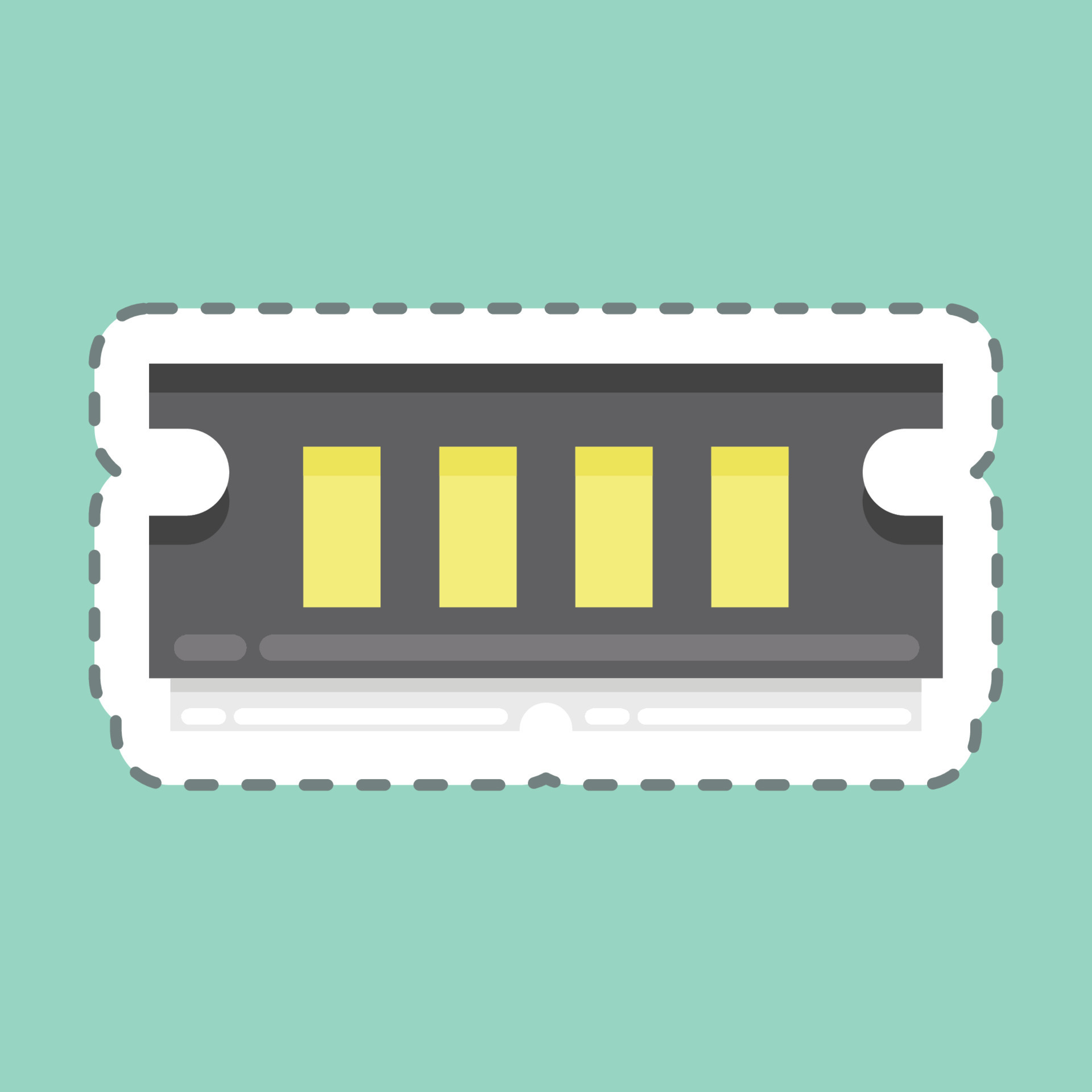 Sticker Line Cut Ram Suitable For Computer Components Symbol Simple Design Editable Design