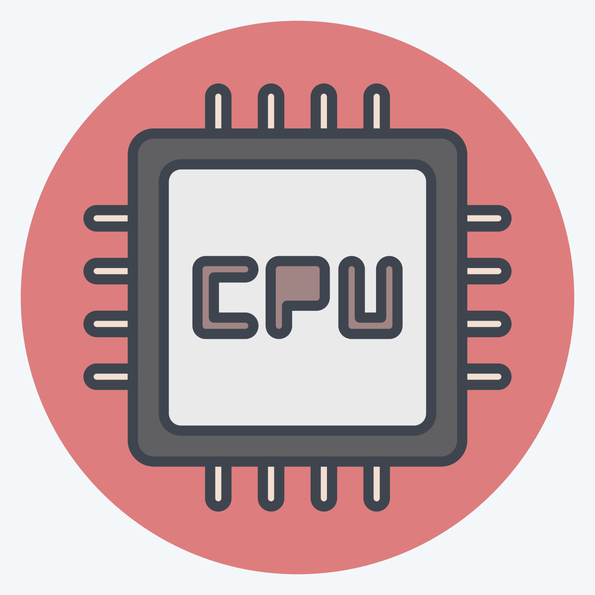 Icon Cpu Suitable For Computer Components Symbol Color Mate Style Simple Design Editable