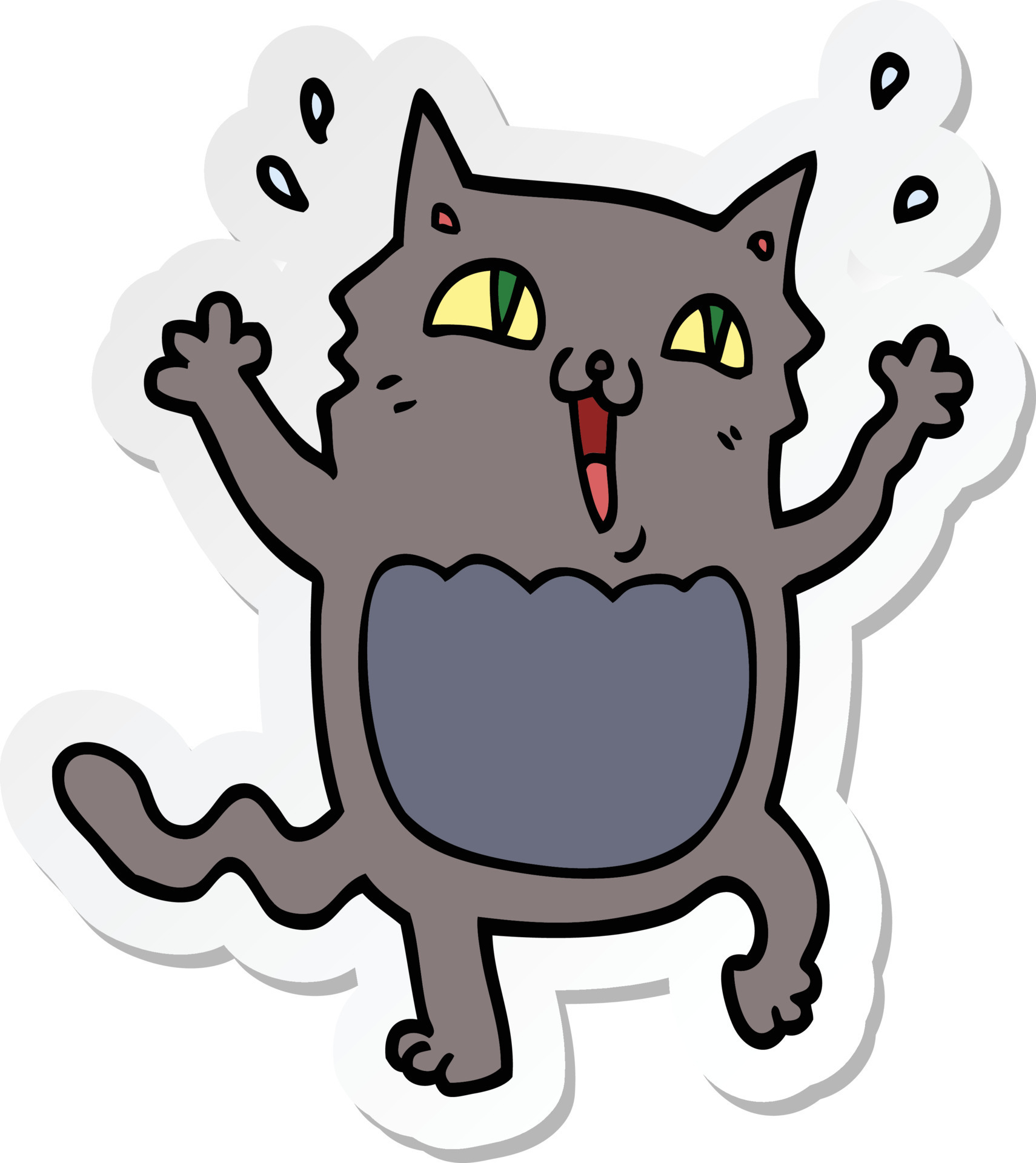 sticker of a cartoon crazy excited cat 10378852 Vector Art at Vecteezy