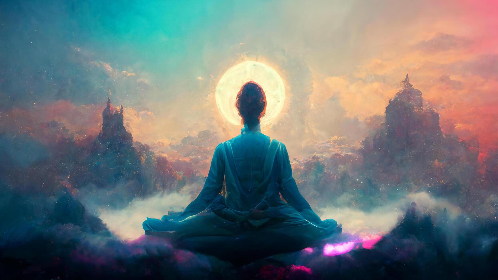 Abstract digital art meditation enlightenment background, illustration ... Abstract digital art meditation enlightenment background, illustration ...