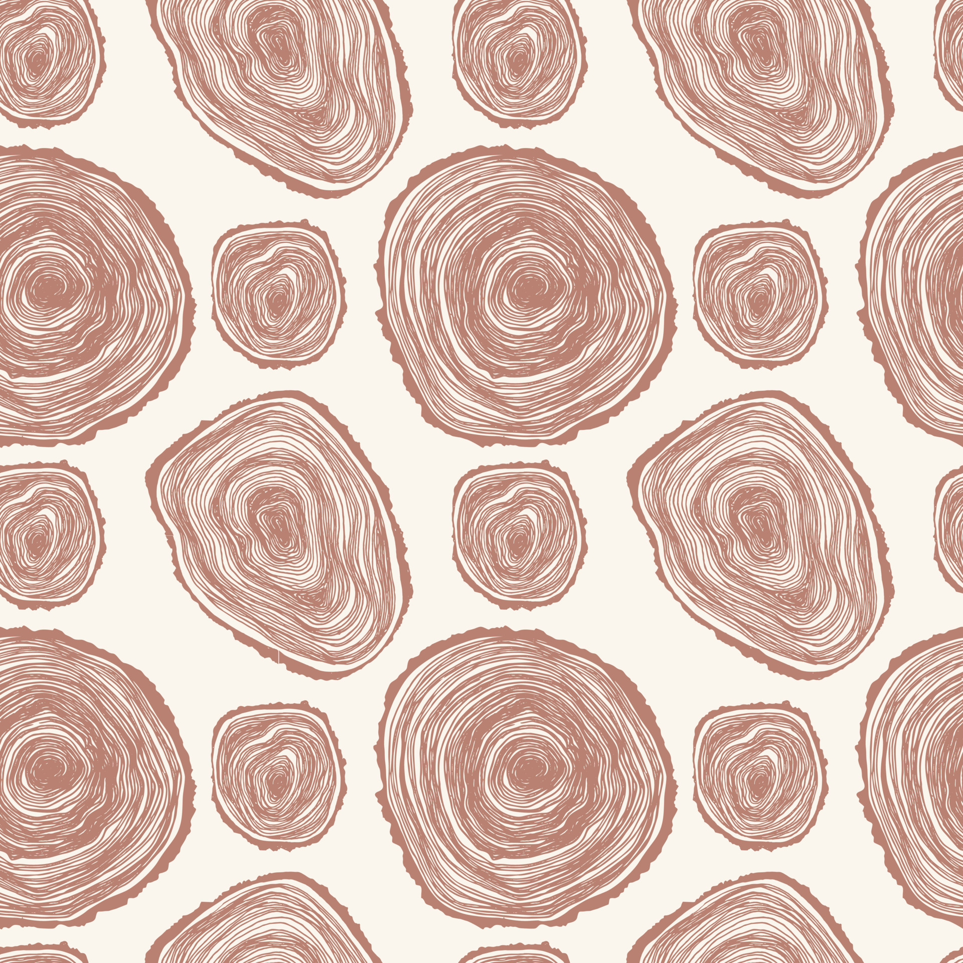 Cross-section of a tree seamless pattern hand draw. Tree rings hand ...