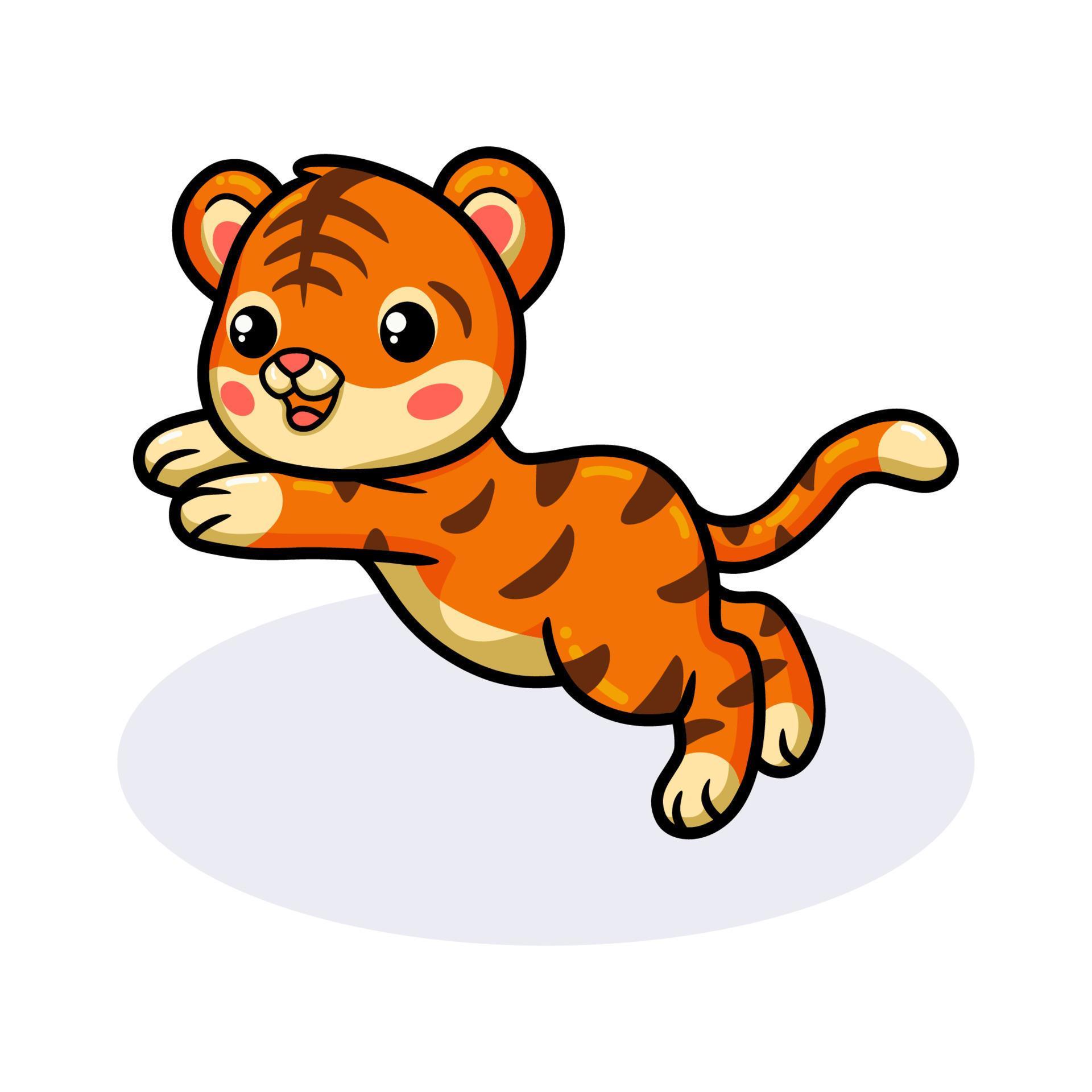 Cute baby tiger cartoon jumping 10380779 Vector Art at Vecteezy