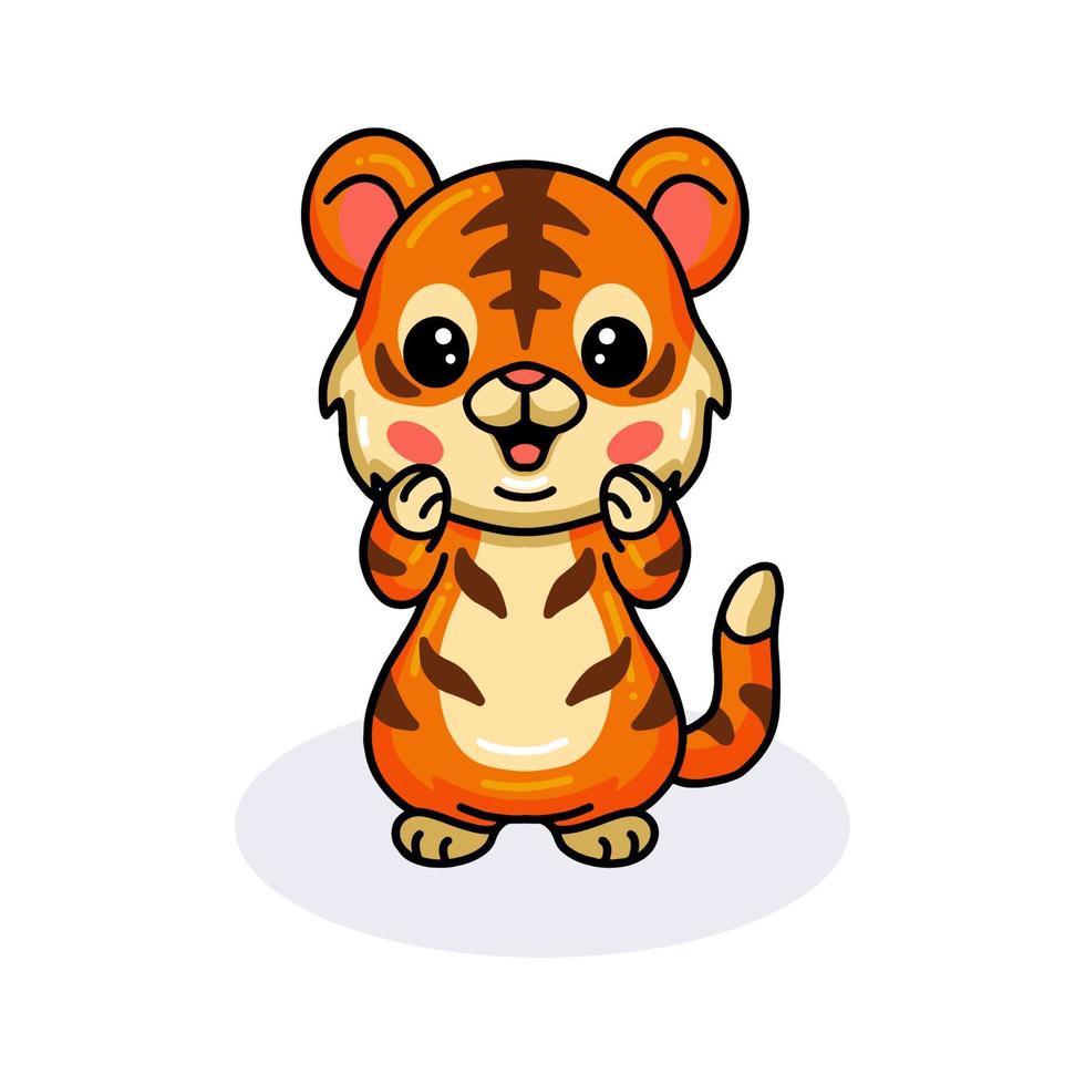 Cute baby tiger cartoon posing 10380832 Vector Art at Vecteezy