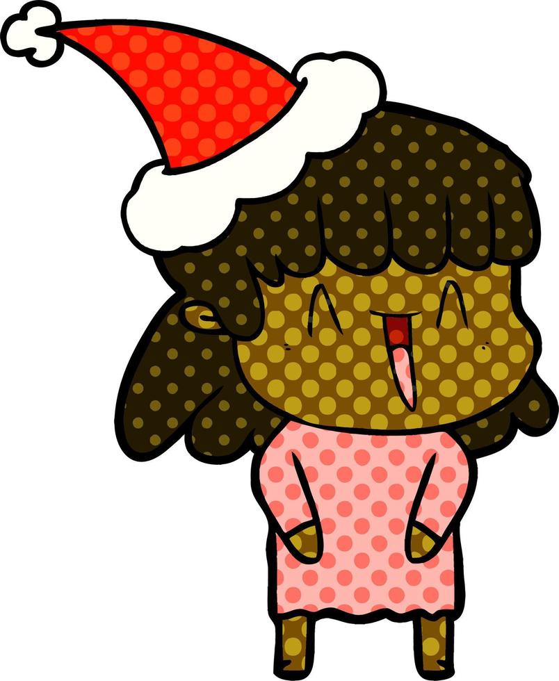 comic book style illustration of a woman wearing santa hat 10381683 ...