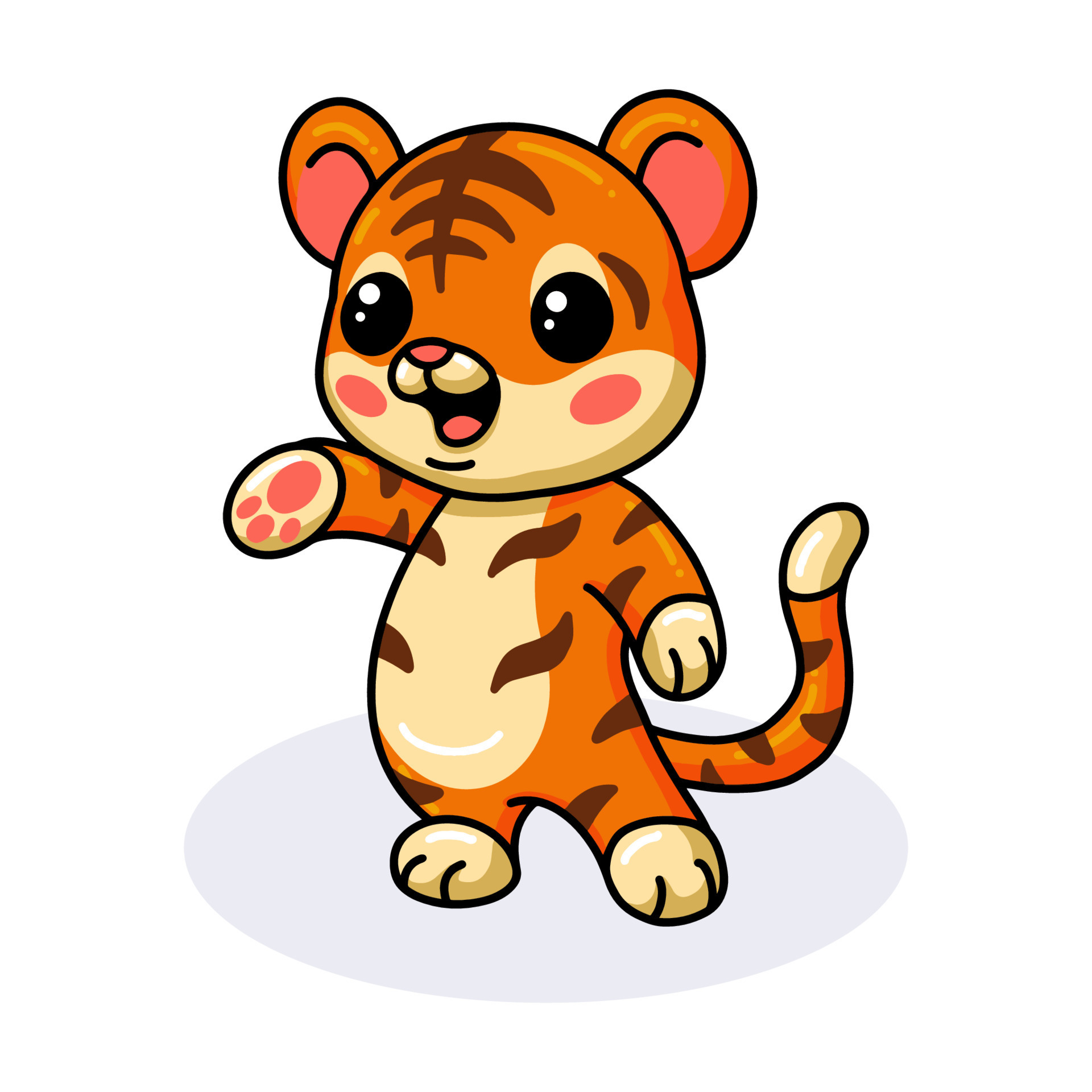 Cute baby tiger cartoon posing 10381888 Vector Art at Vecteezy