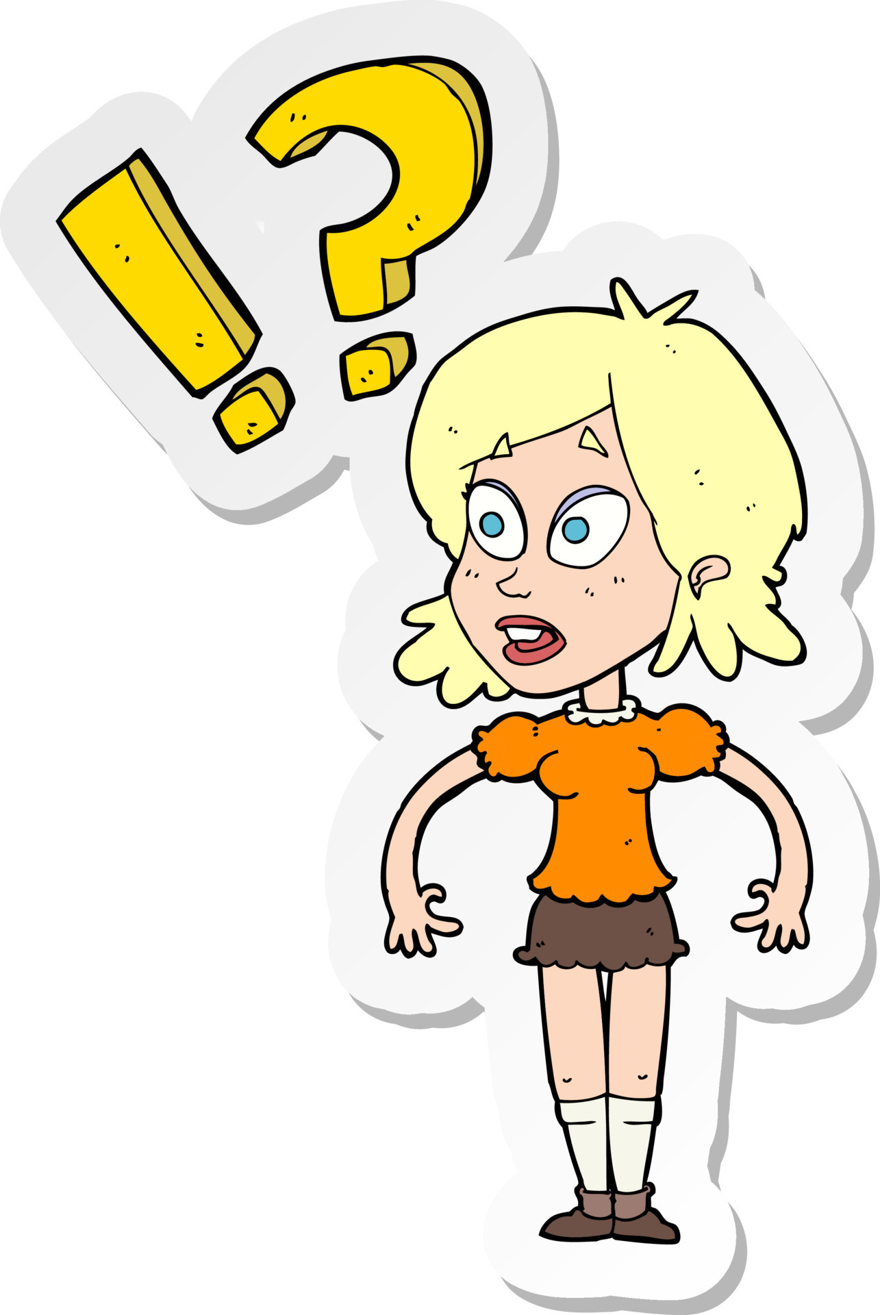 Sticker Of A Cartoon Shocked Woman 10382324 Vector Art At Vecteezy