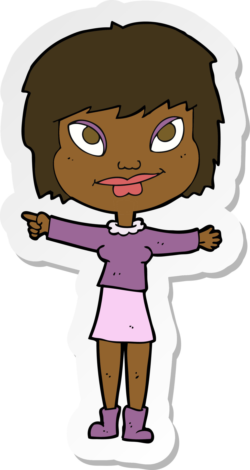 sticker of a cartoon woman pointing 10382662 Vector Art at Vecteezy