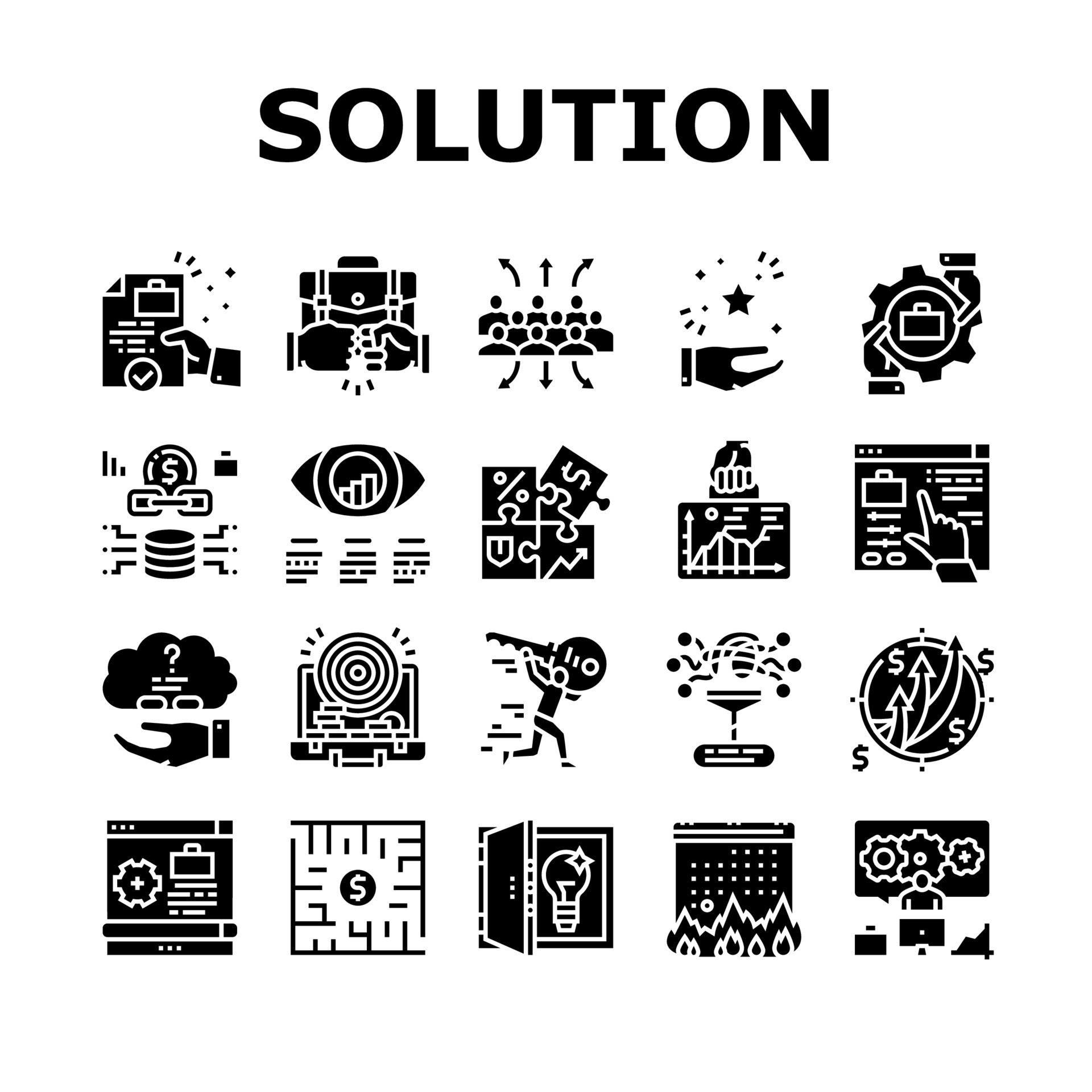 Solution Business Problem Task Icons Set Vector 10384725 Vector Art at ...