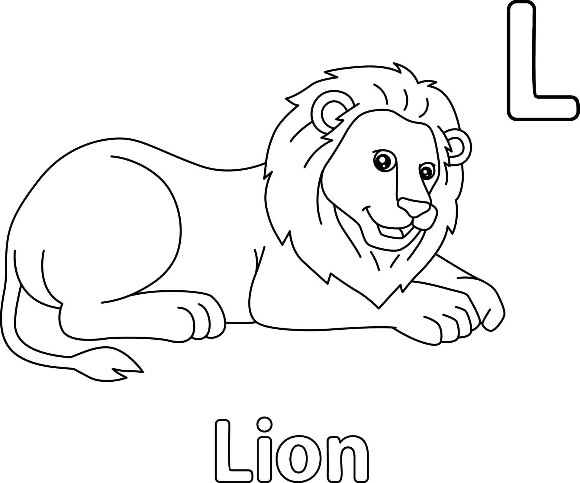 Lion Alphabet ABC Coloring Page L 10387905 Vector Art at Vecteezy
