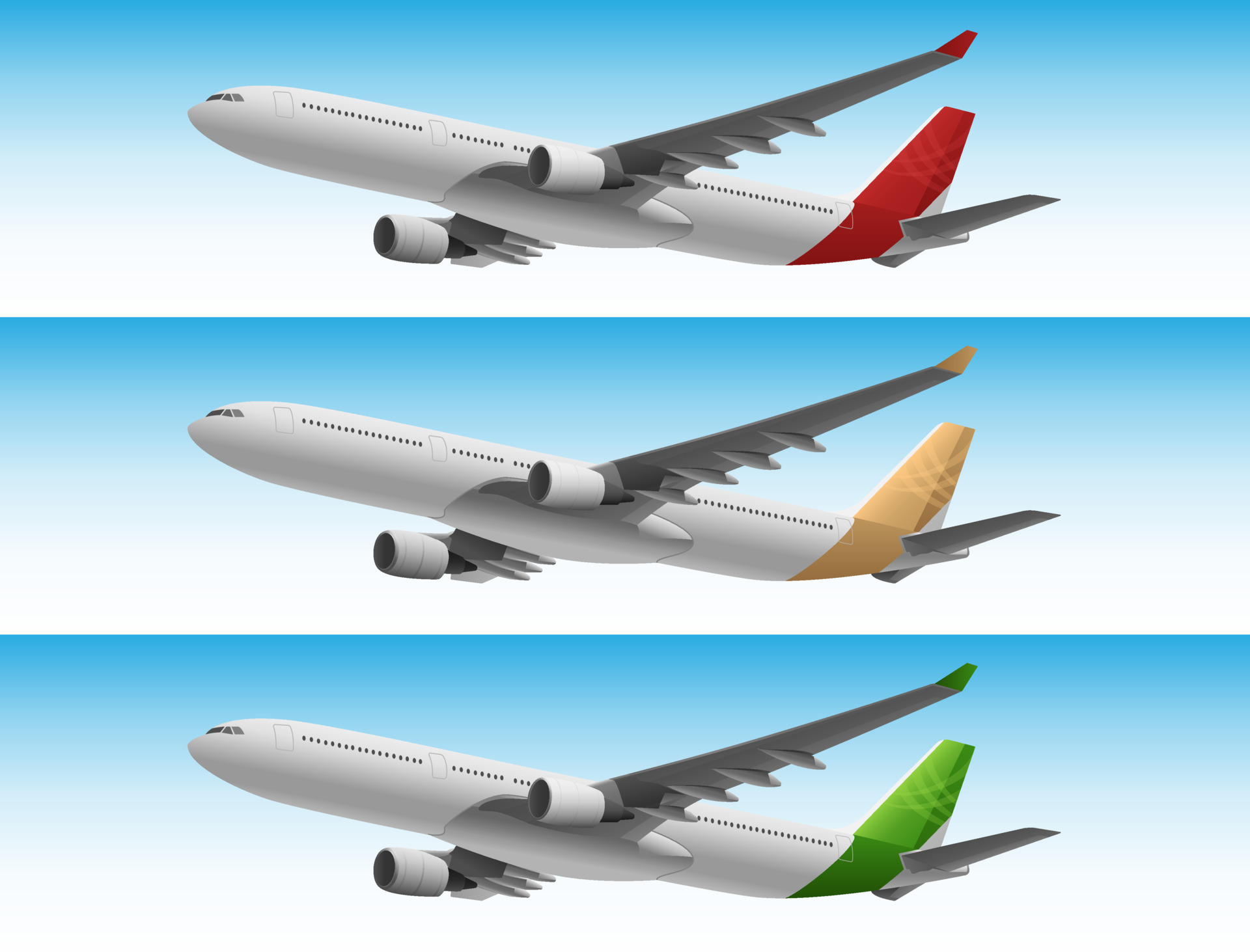 Airline Planes Of Colors