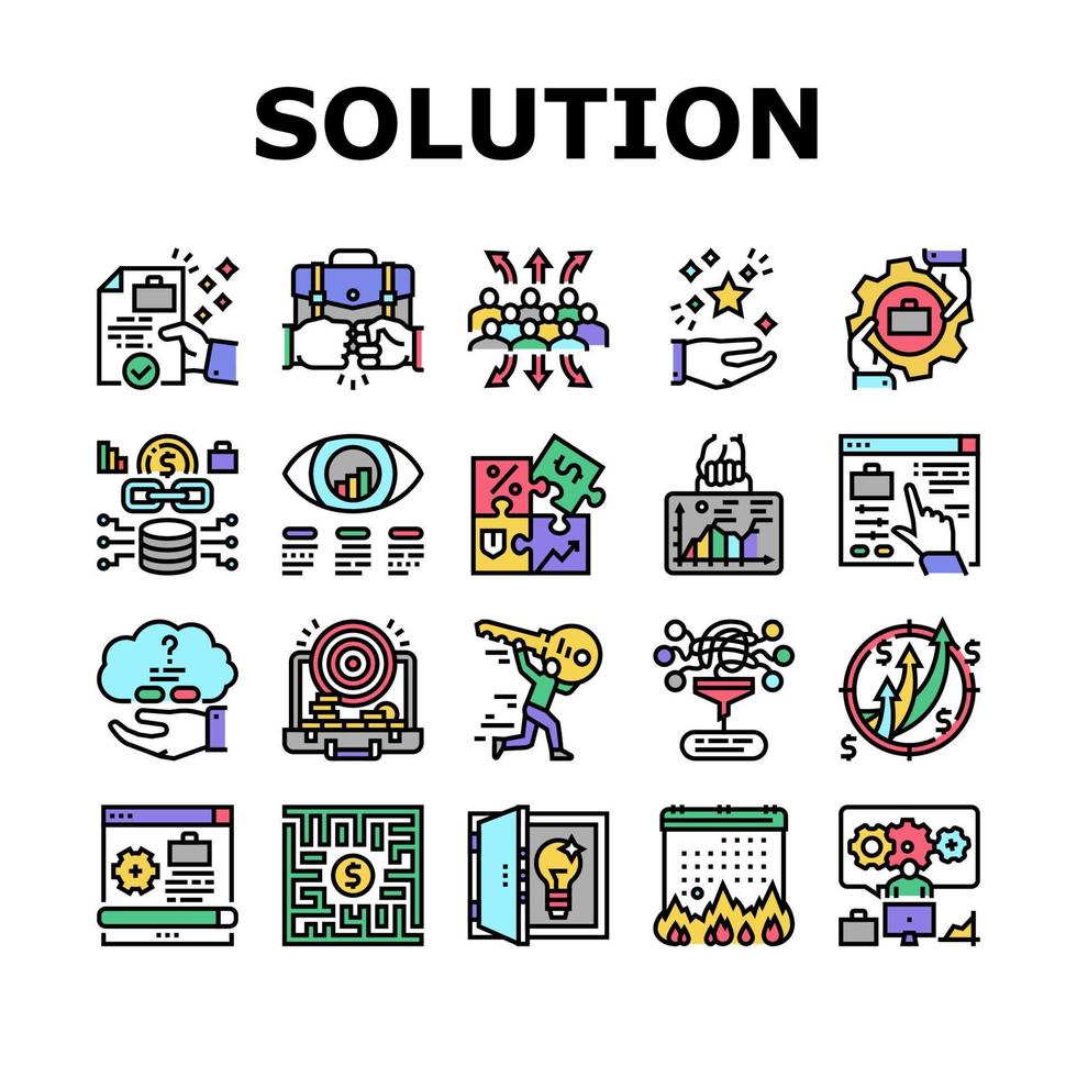 Solution Business Problem Task Icons Set Vector 10390818 Vector Art at ...
