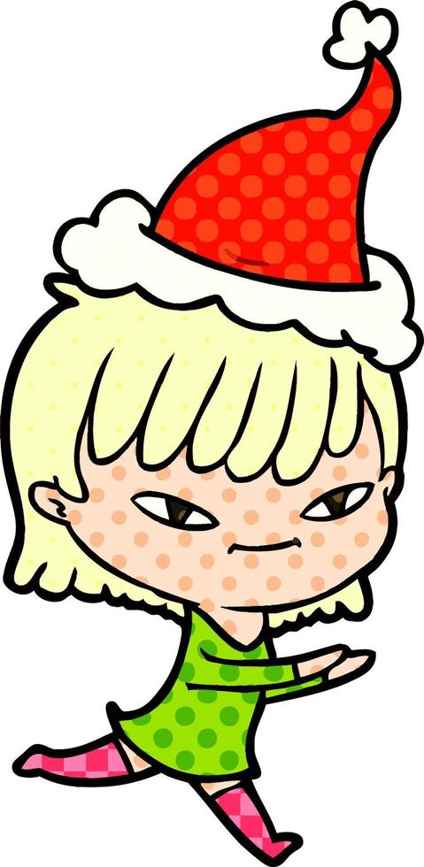 comic book style illustration of a woman wearing santa hat 10391128 ...