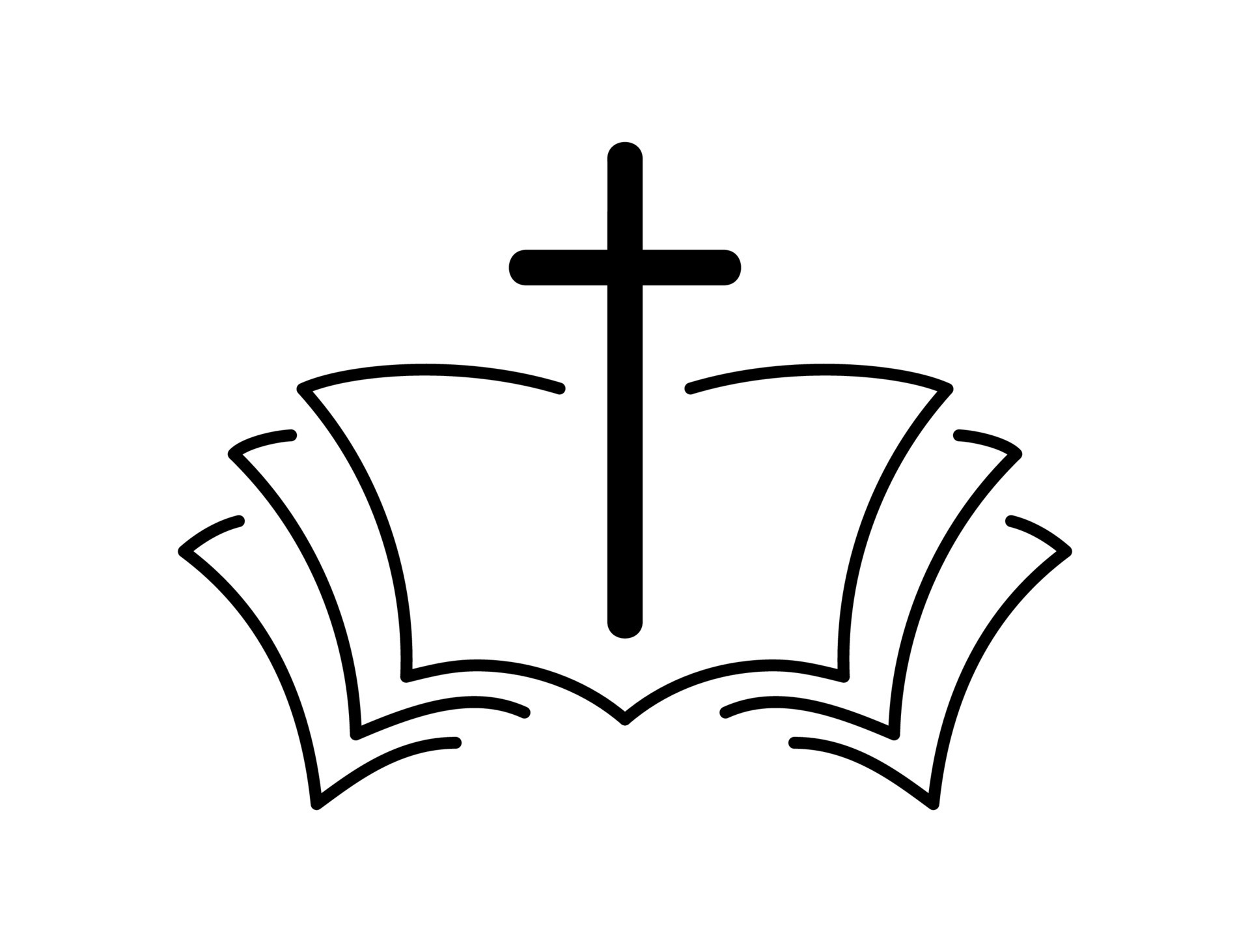 Vector Illustration Of Christian Logo Or Icon Emblem With Cross And Holy Bible Religious