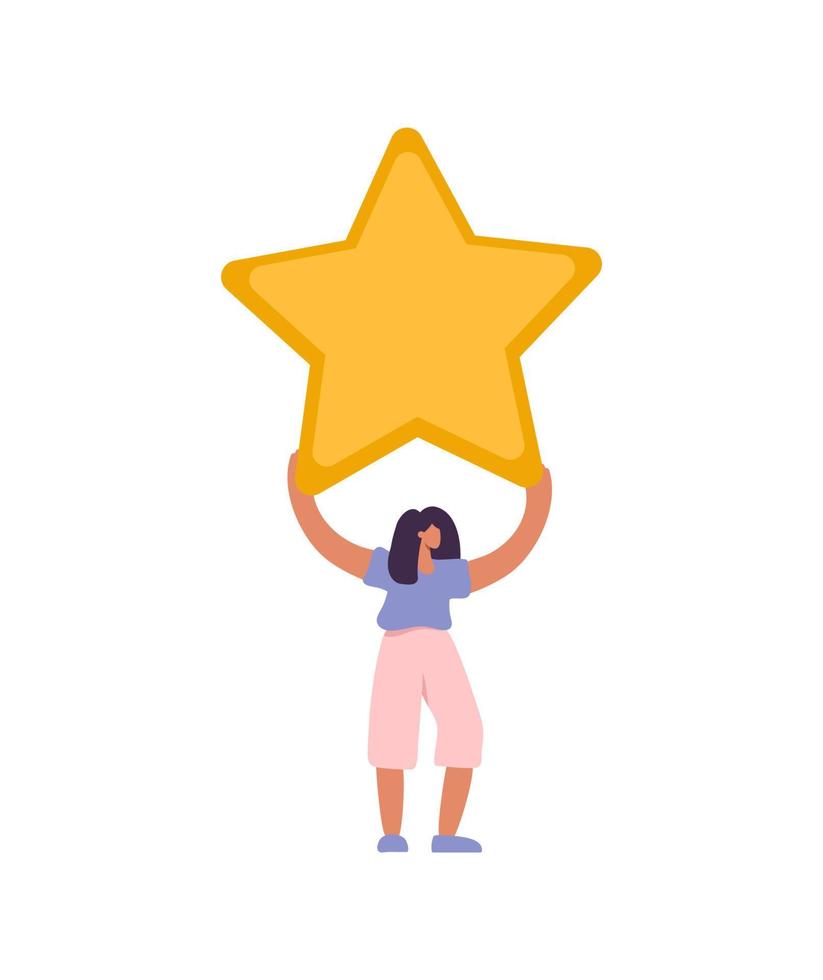 Happy and satisfied vector customer flat woman people is holding review ... Happy and satisfied vector customer flat woman people is holding review ...