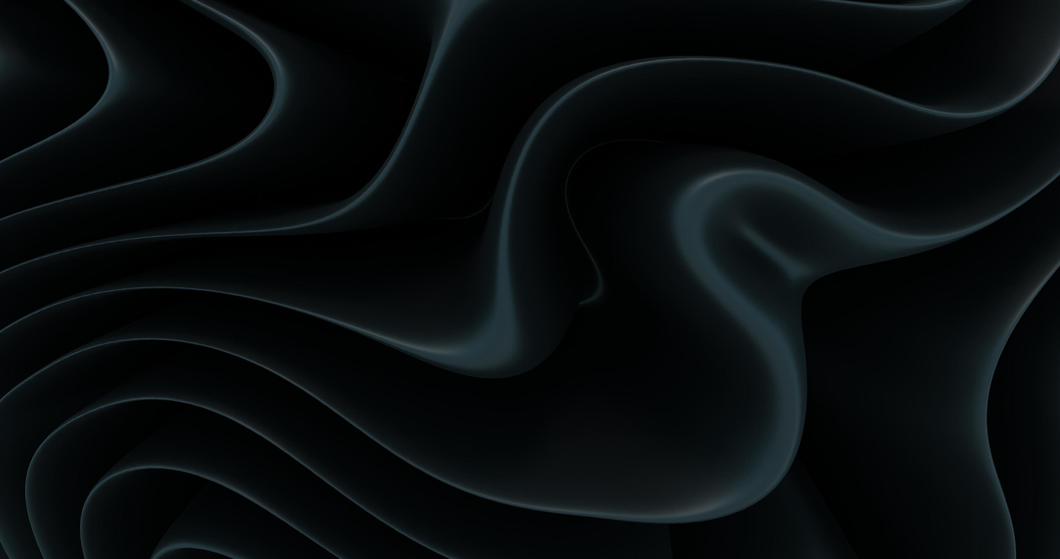 Abstract background using wavy crease pattern in black-grey color, 3D rendering and 4K size ...