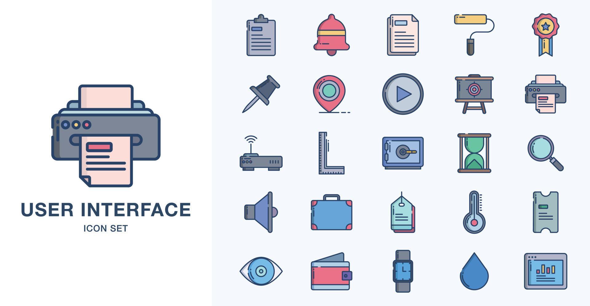 Basic Ui Essential Icon Web Icon Set Linear Coloured Icon Set