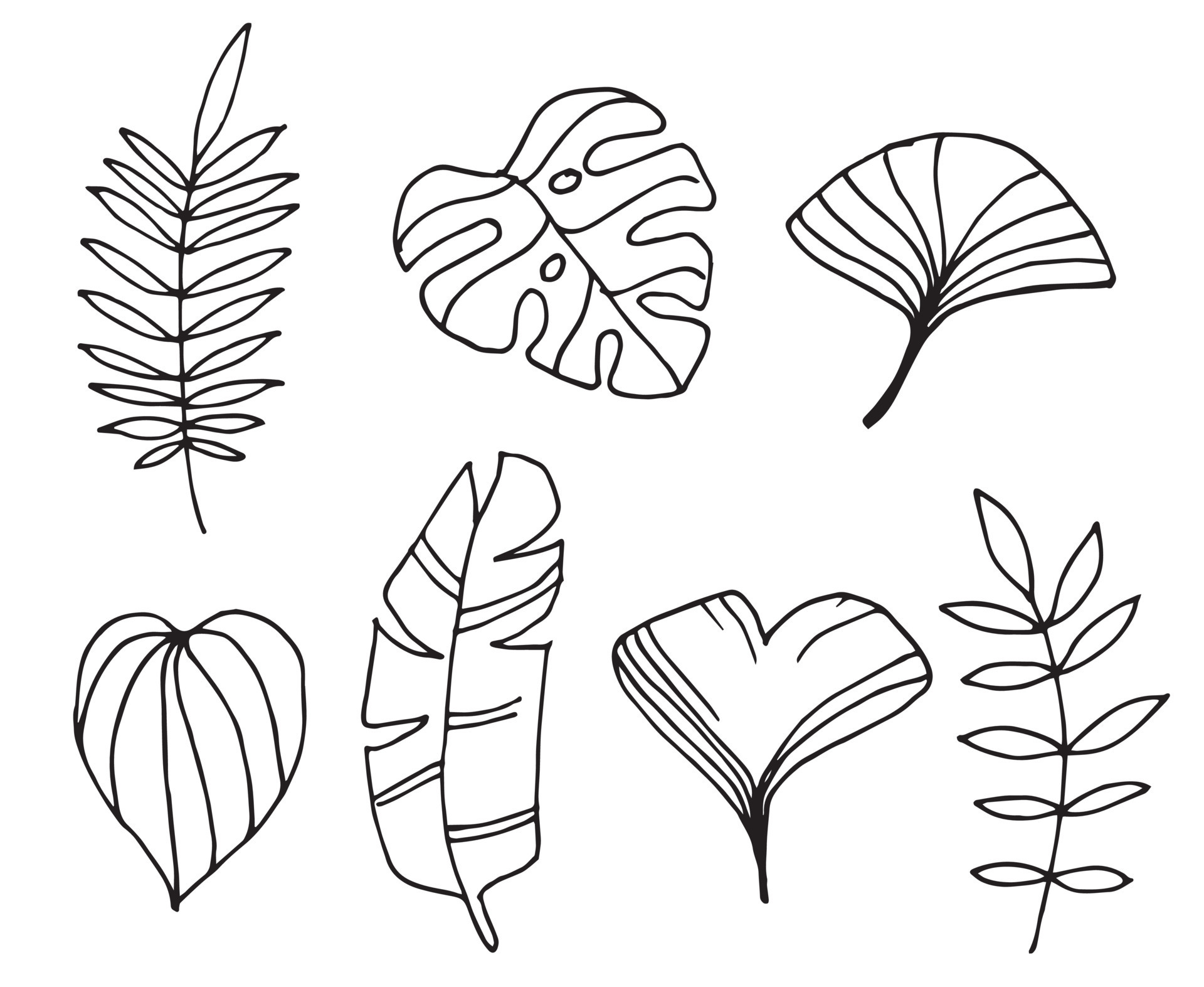 doodle style vector illustration. simple set silhouettes of tropical ... doodle style vector illustration. simple set silhouettes of tropical ...