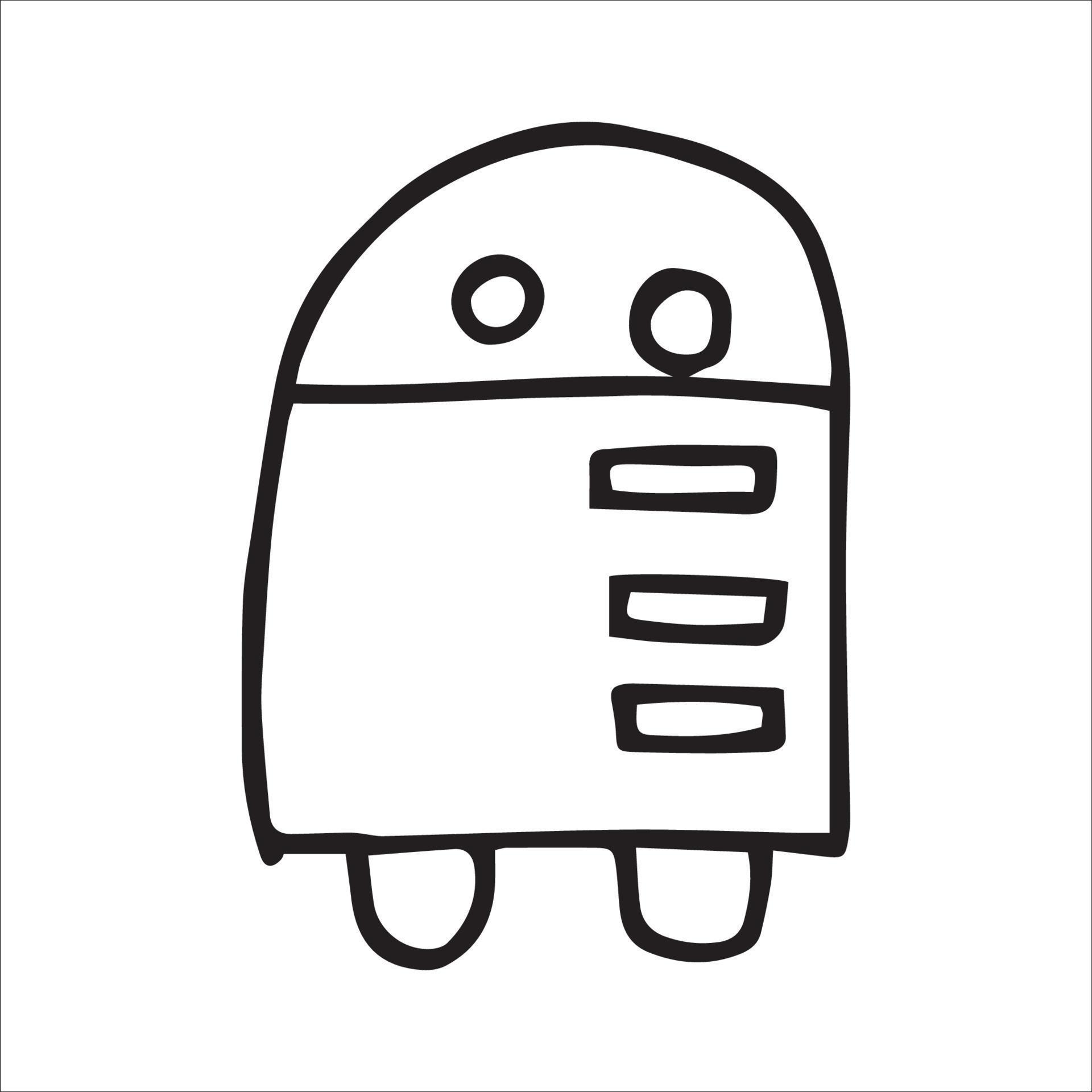 Simple Drawing In Doodle Style Robot Cute Robot Hand Drawn With Lines Funny Illustration For