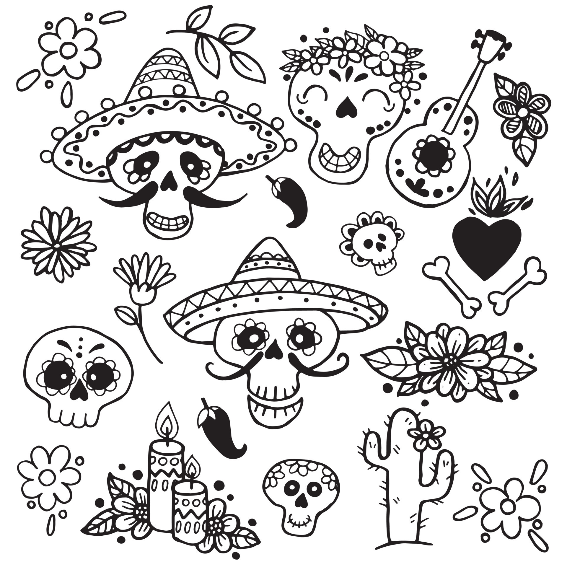 Dibujo Vectorial En Estilo Garabato Set De Dibujos Graciosos Dia De