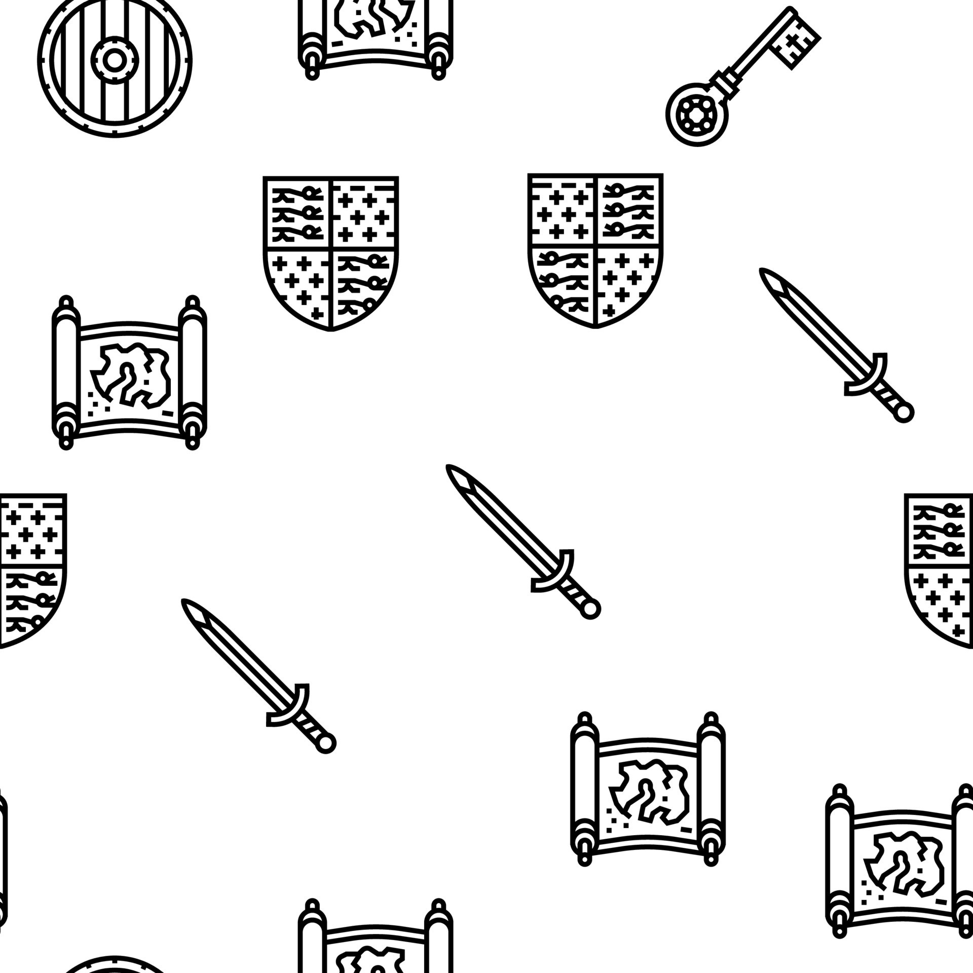 Medieval Warrior Weapon And Armor Vector Seamless Pattern 10406292 ...