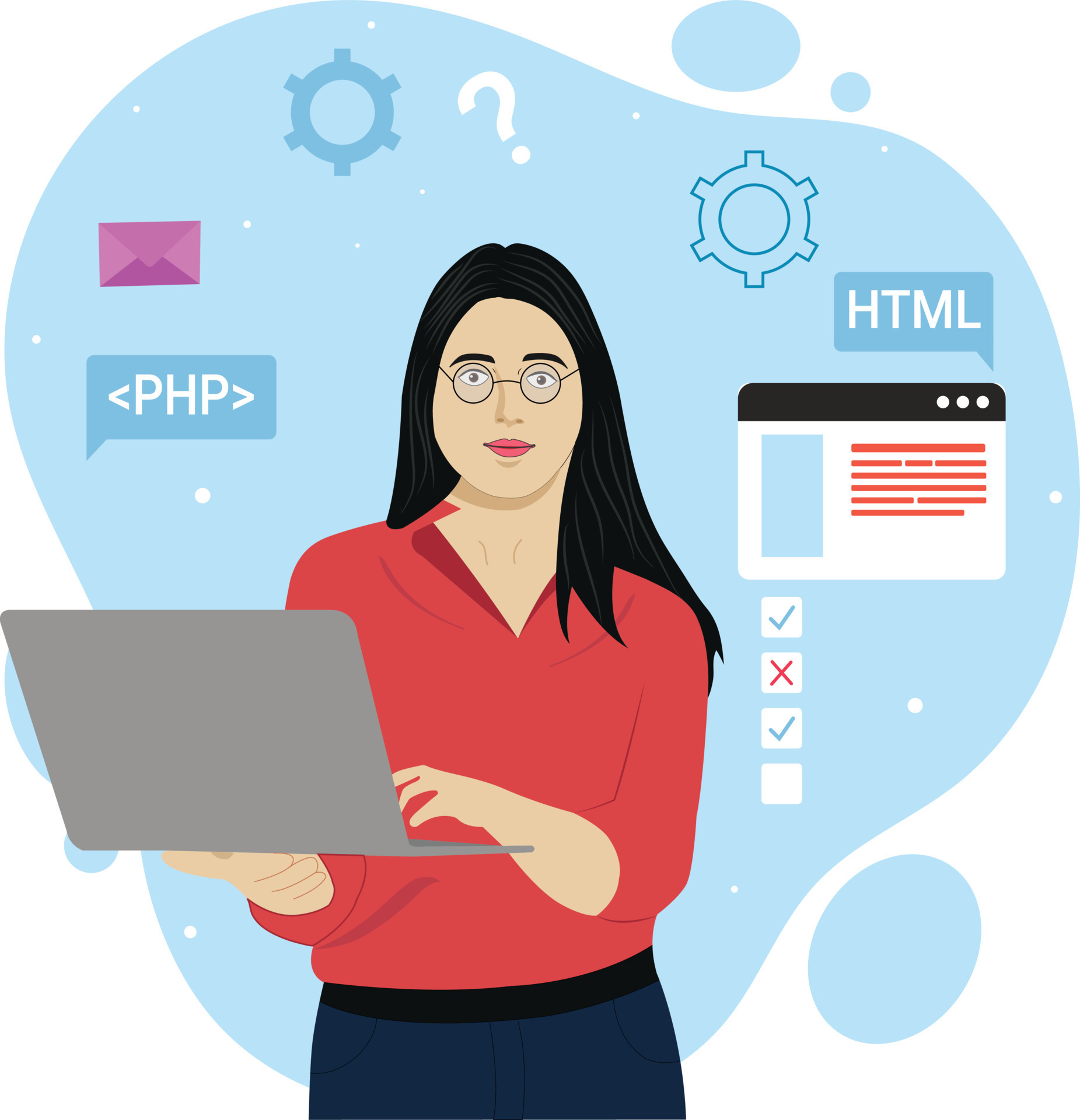 Girl Doing Coding Vector Illustration 10408589 Vector Art At Vecteezy