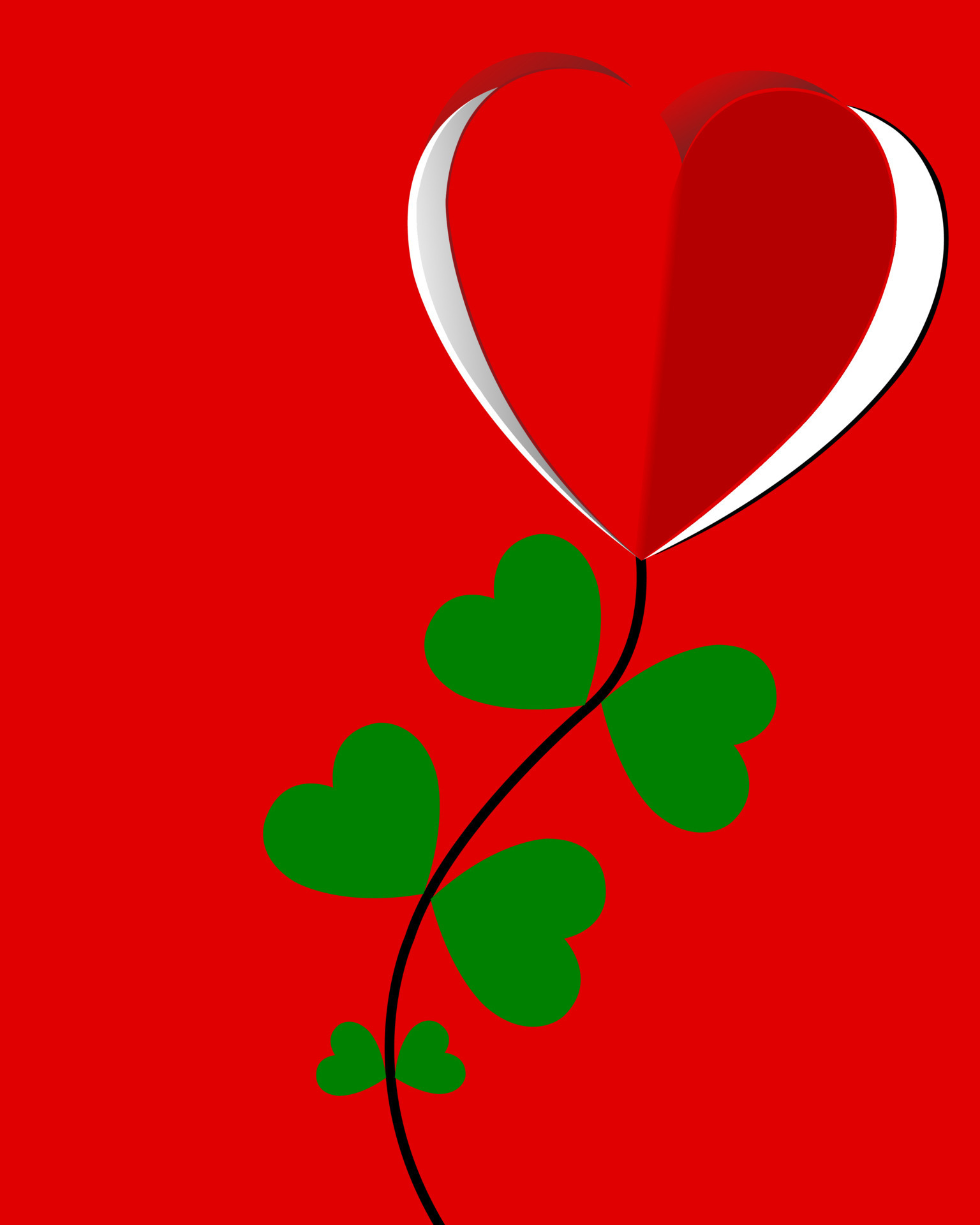 Heart Shaped Paper Flowers Red Flowers Green Leaves Illustrations Of