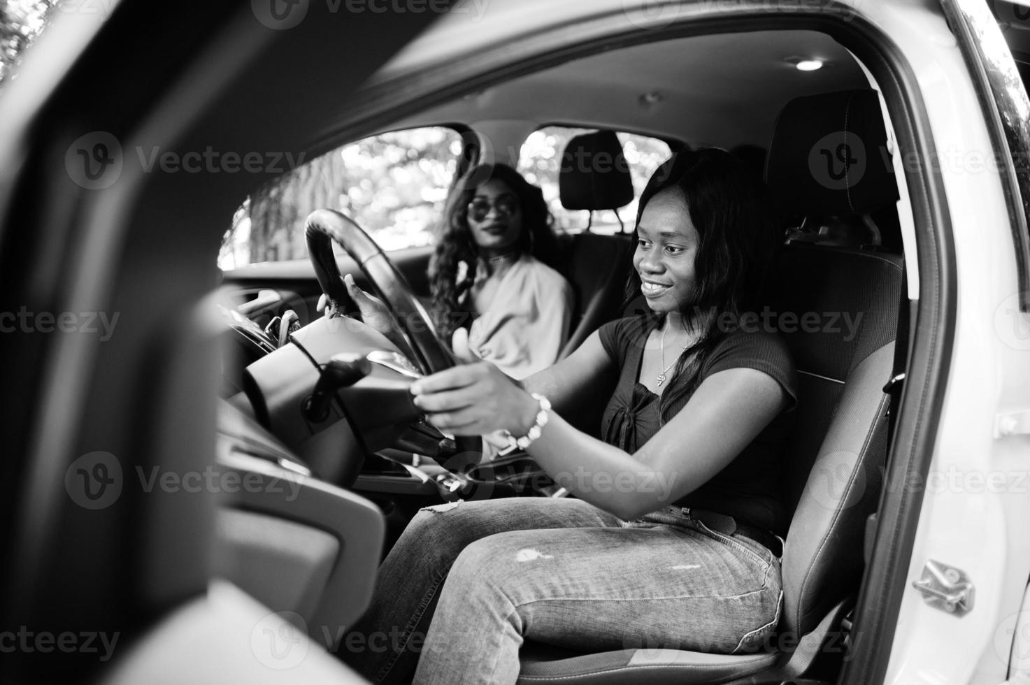 Two African American Girls Friends Having Fun In The Car 10413850