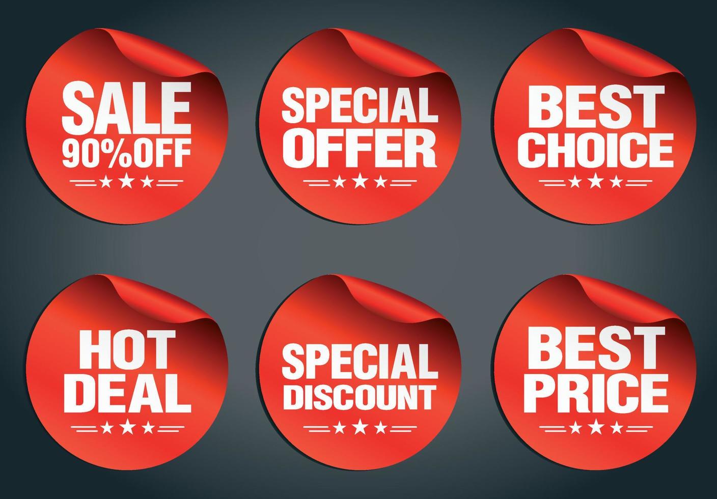 Red sale stickers set 90 percent off, hot deal, best choice, best price ... Red sale stickers set 90 percent off, hot deal, best choice, best price ...