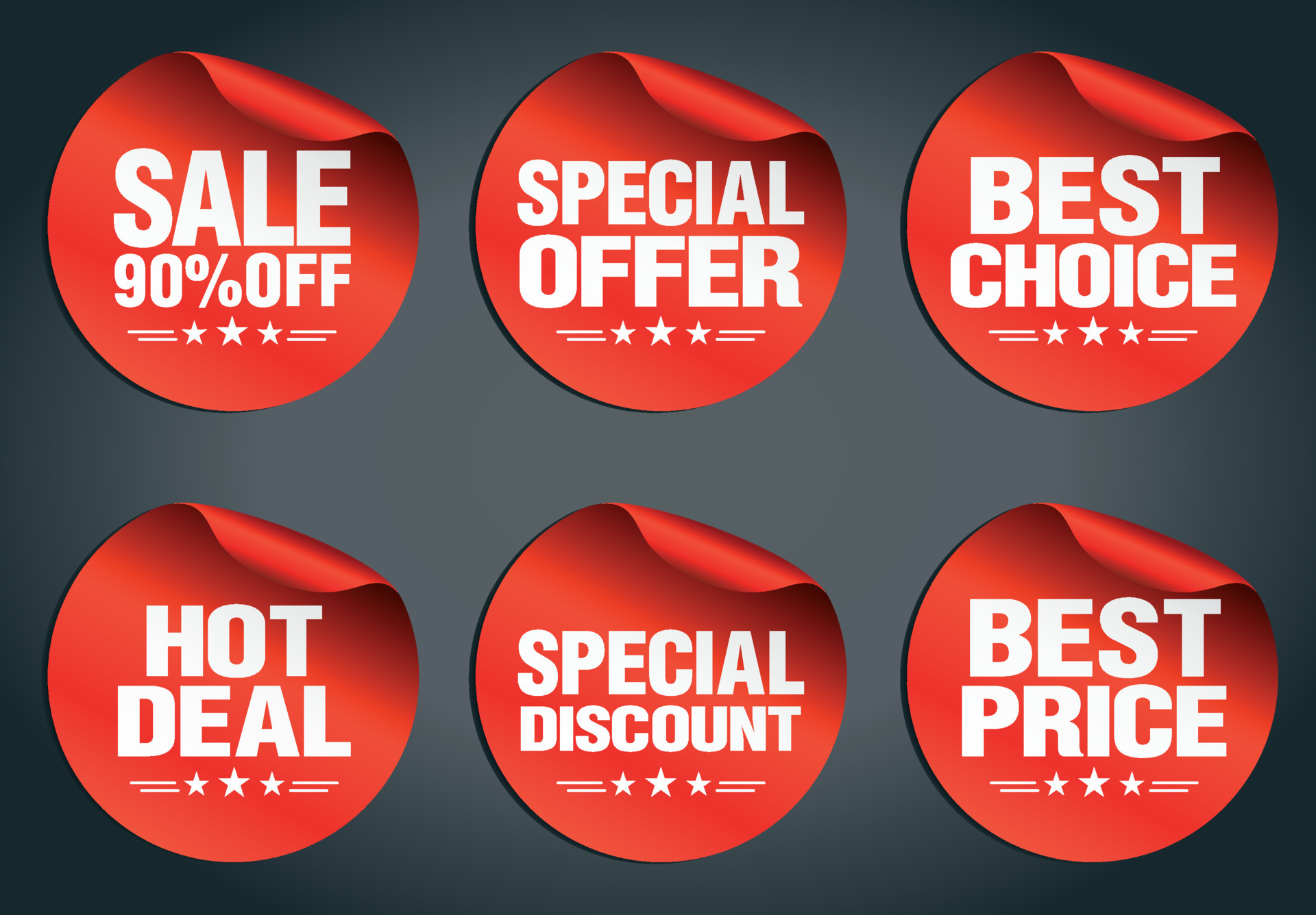 Red sale stickers set 90 percent off, hot deal, best choice, best price ... Red sale stickers set 90 percent off, hot deal, best choice, best price ...