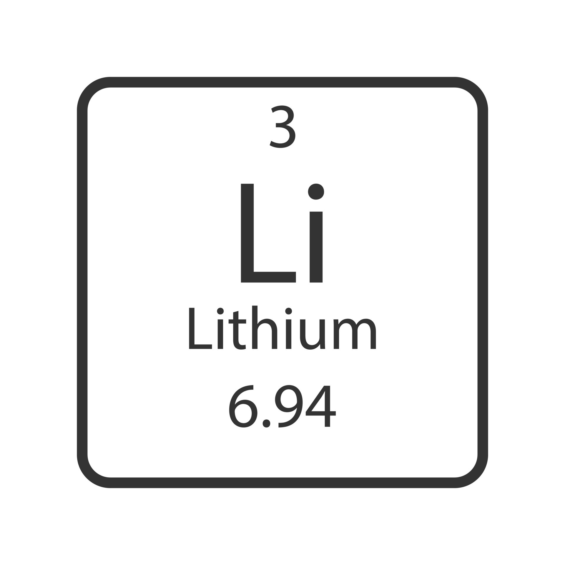 Lithium symbol. Chemical element of the periodic table. Vector ... Lithium symbol. Chemical element of the periodic table. Vector ...