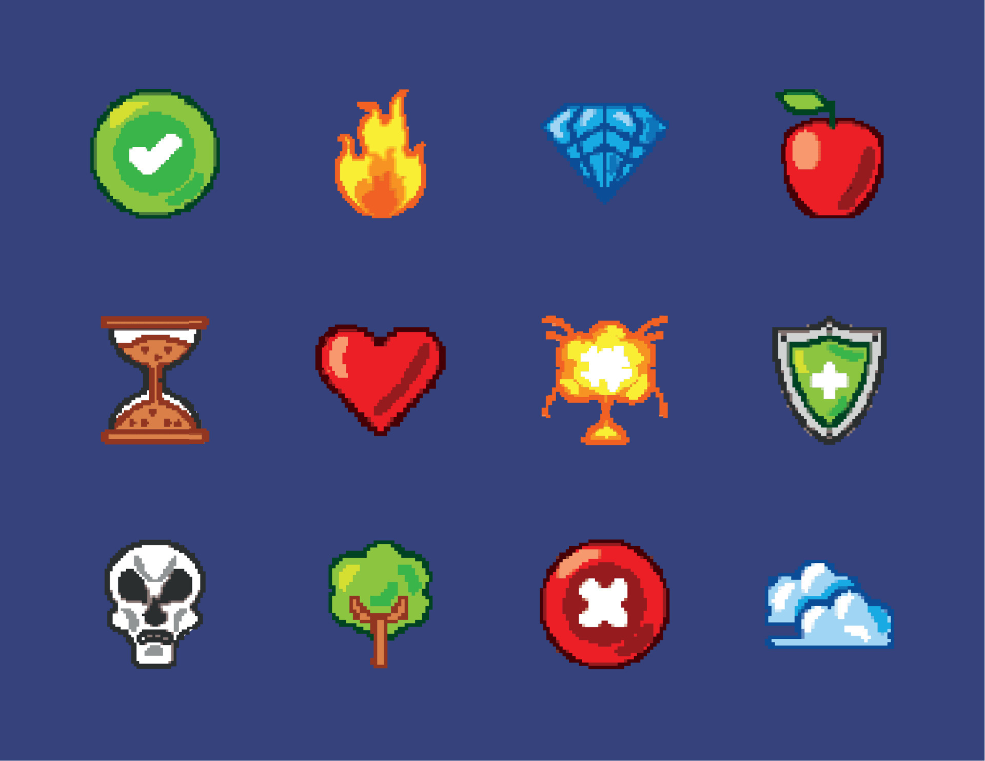 establecer objetos de arte de píxeles 10421839 Vector en Vecteezy