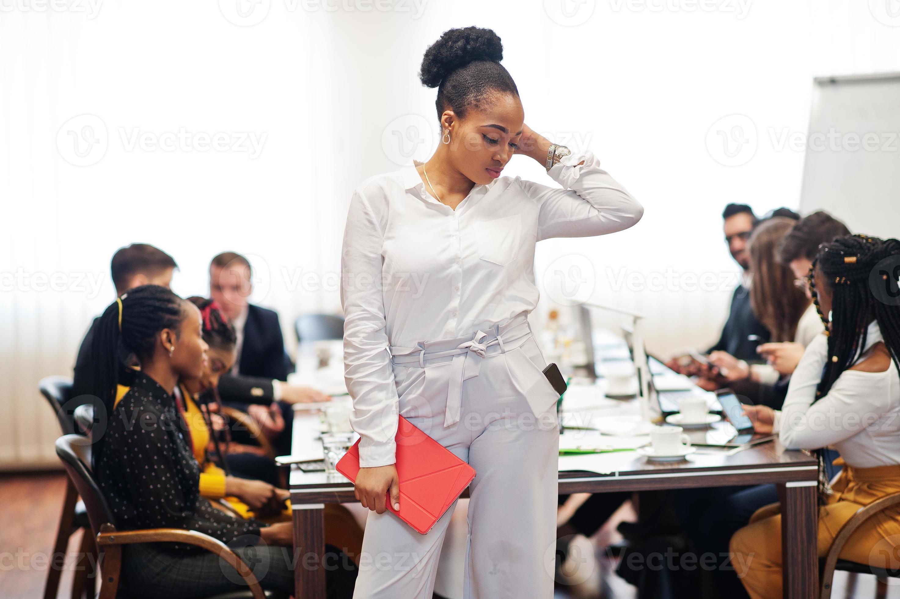 Face Of Handsome African American Business Woman Holding Tablet On The