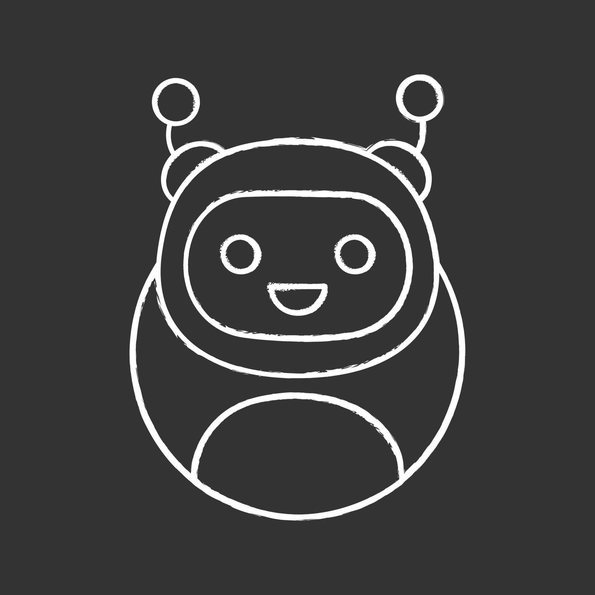 Chatbot Chalk Icon Modern Robot Talkbot Online Helper Virtual Assistant Digital Service