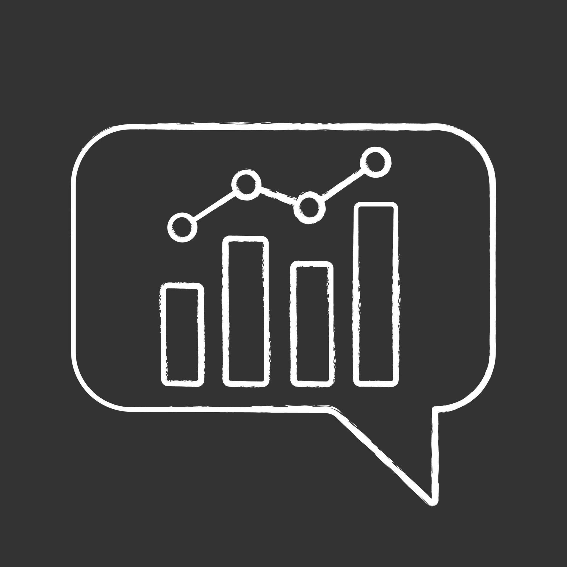 Chatbot graph chalk icon. Chat bot diagram and analytics. Virtual ...