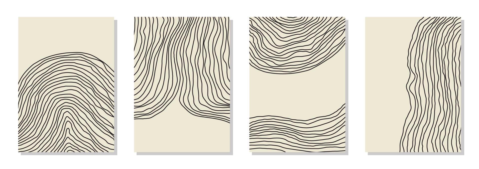 Set of 4 wall art posters, brochure, flyer templates. Single organic ...