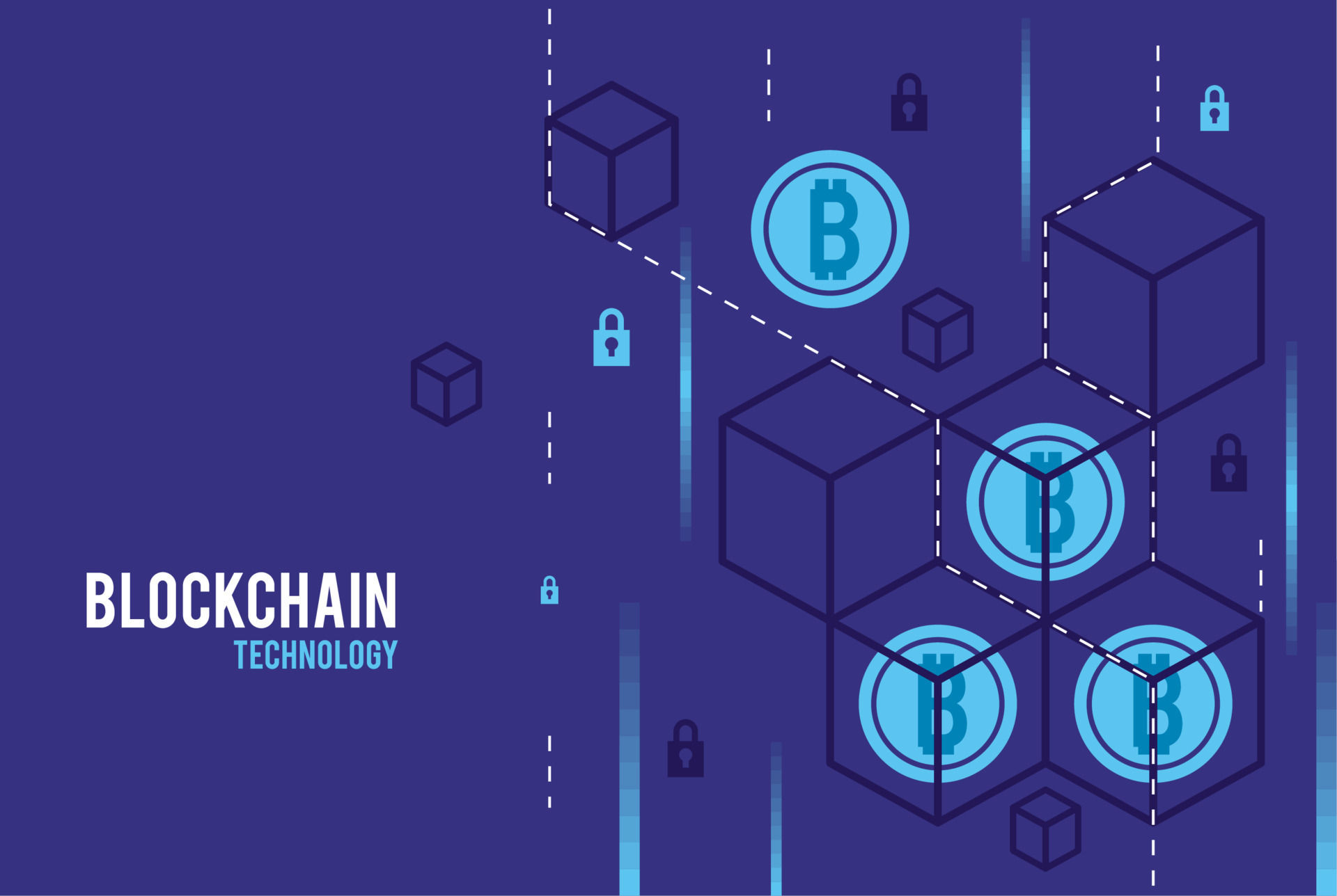 Bitcoins In Blockchain Technology Background 10427085 Vector Art At