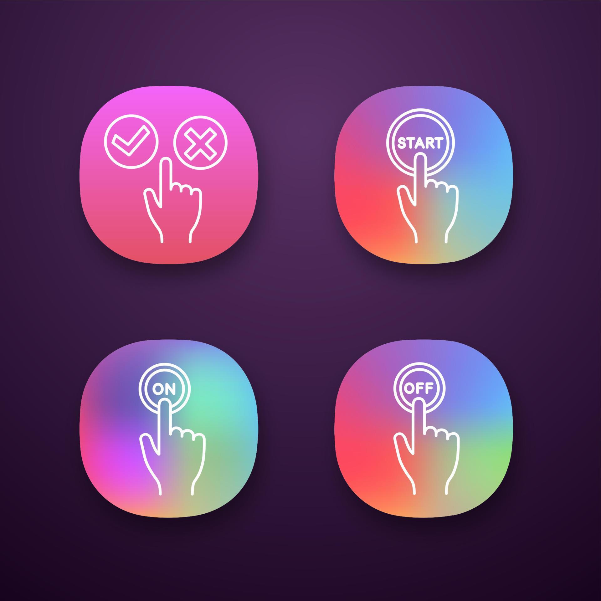 Click App Icons Set Accept And Decline Start Turn On And Off Uiux User Interface Web Or