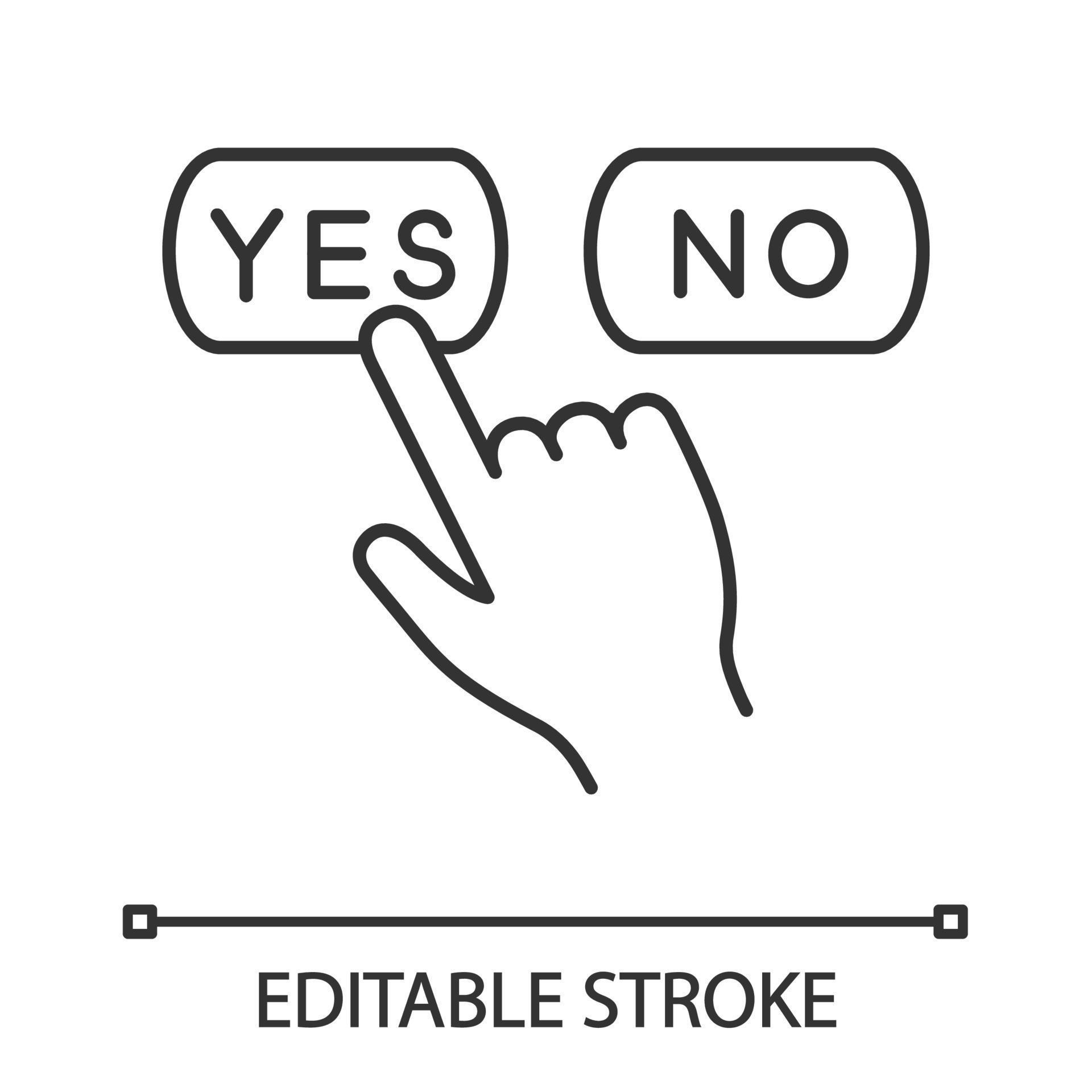 Yes or no click linear icons. Thin line illustration. Accept and ...