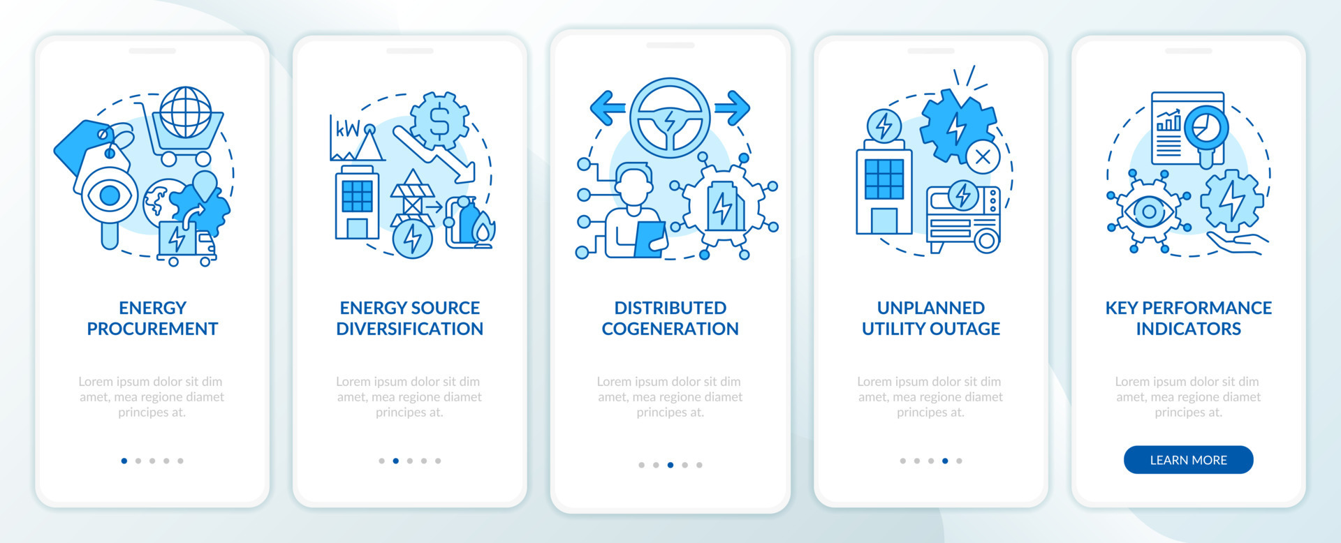 Implementing Energy Plan Blue Onboarding Mobile App Screen Cogeneration Walkthrough 5 Steps