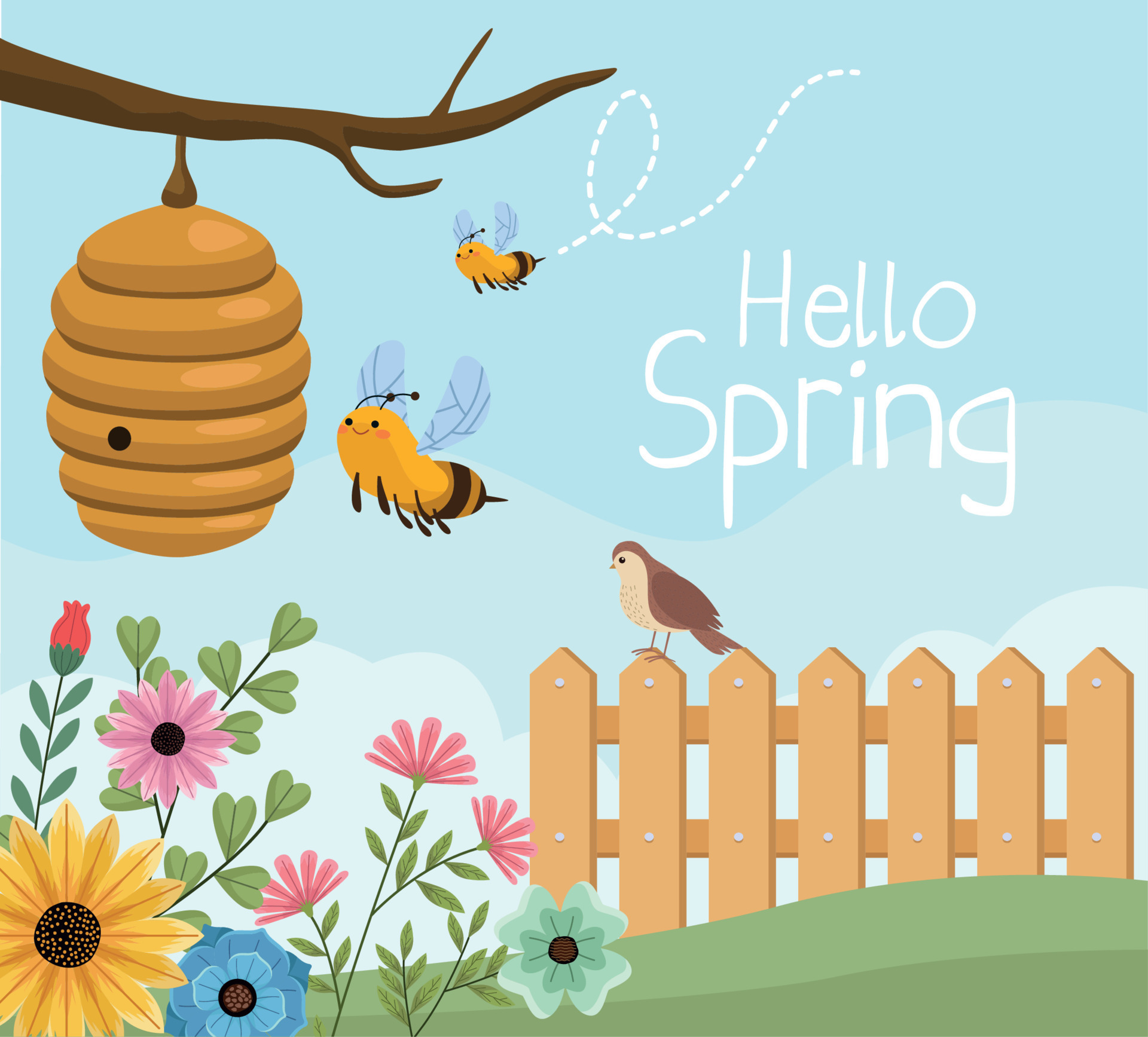 hello spring lettering 10428190 Vector Art at Vecteezy