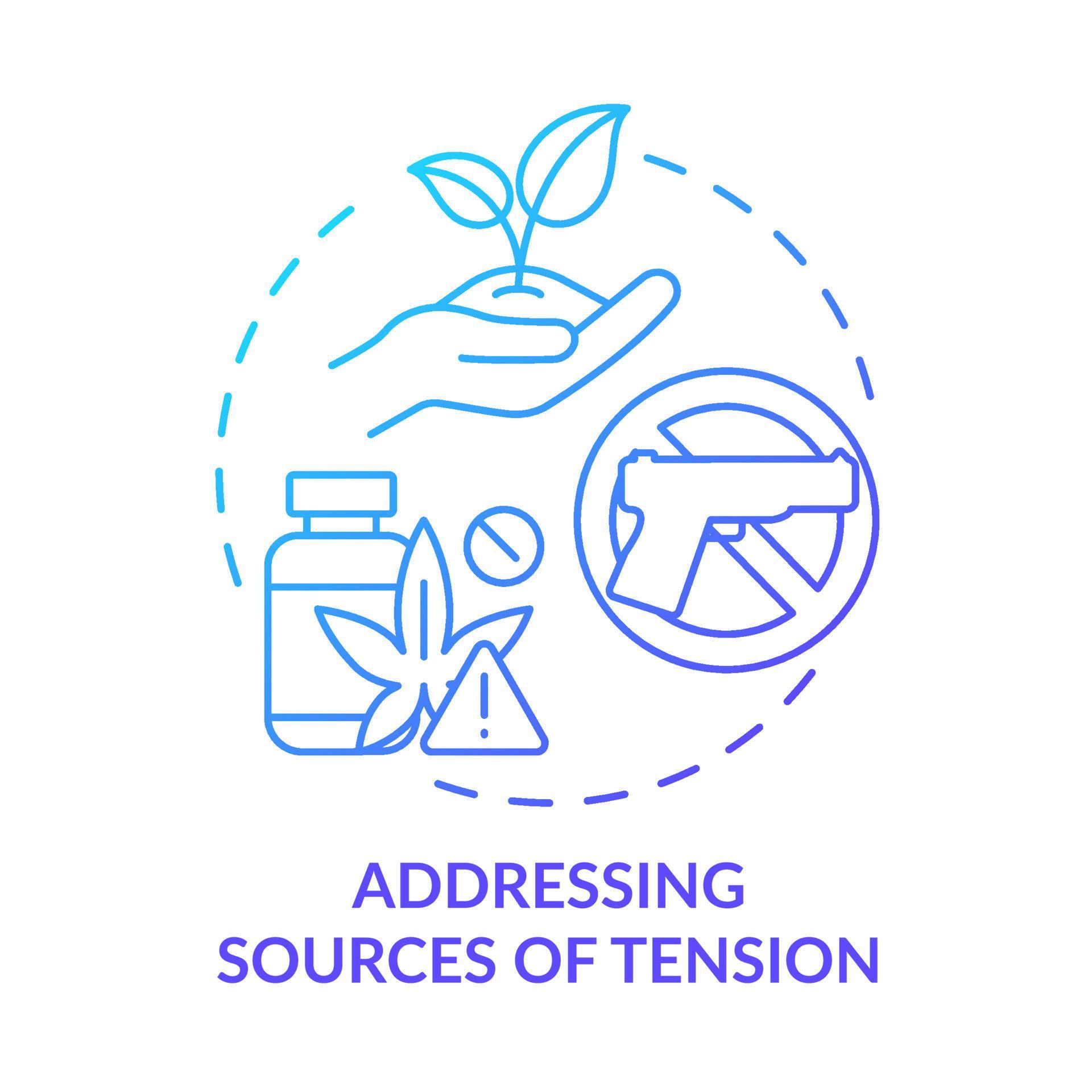 Addressing Sources Of Tension Blue Gradient Concept Icon Armed Conflicts Prevention Solution