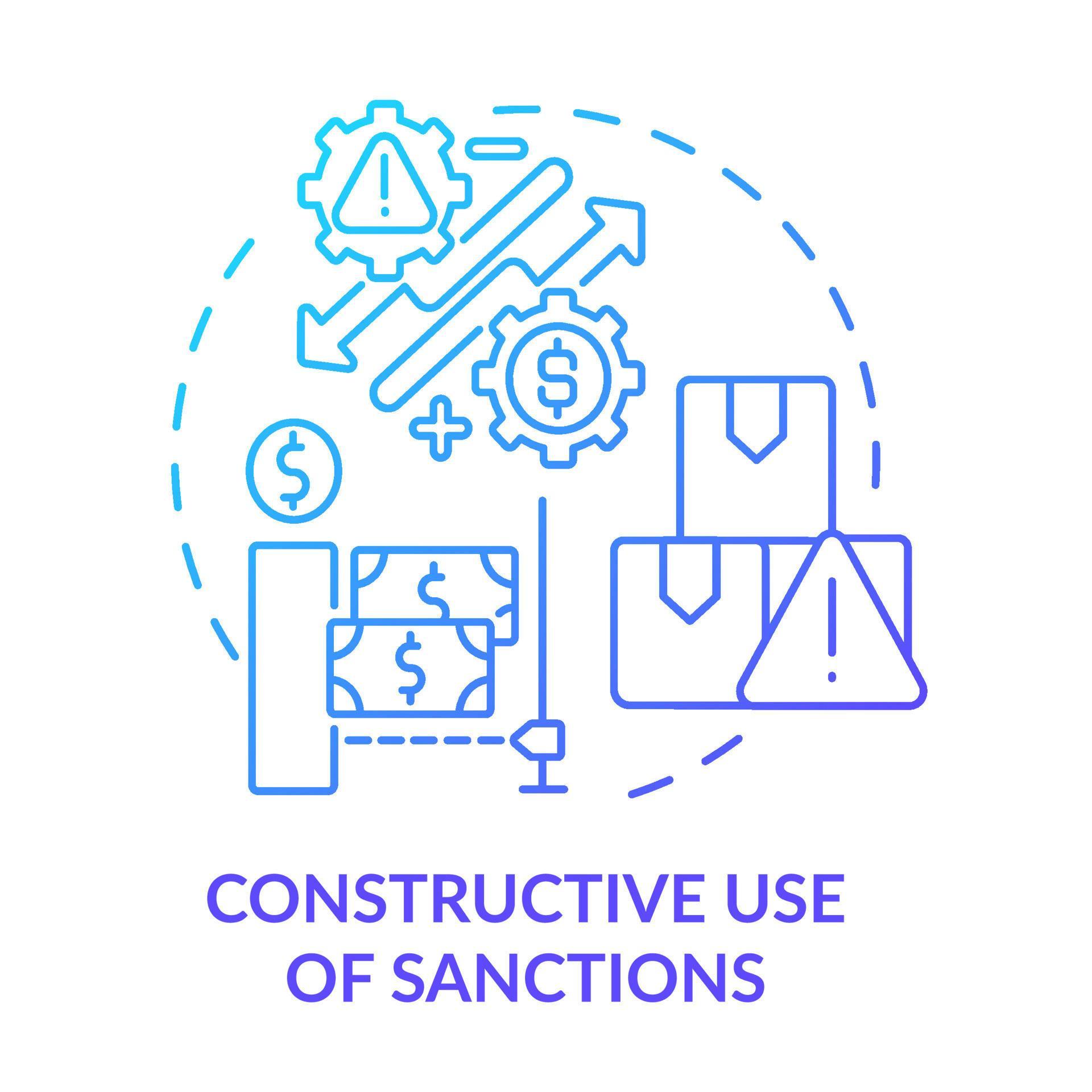 Constructive Use Of Sanctions Blue Gradient Concept Icon Way Of Armed Hostilities Prevention