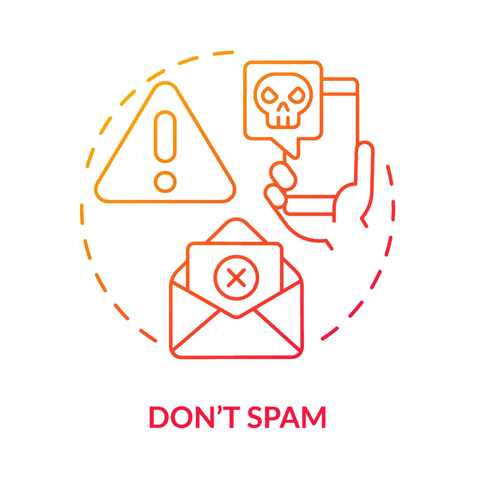 Do not spam red gradient concept icon. Unwanted message. Internet communication. Netiquette rule ...